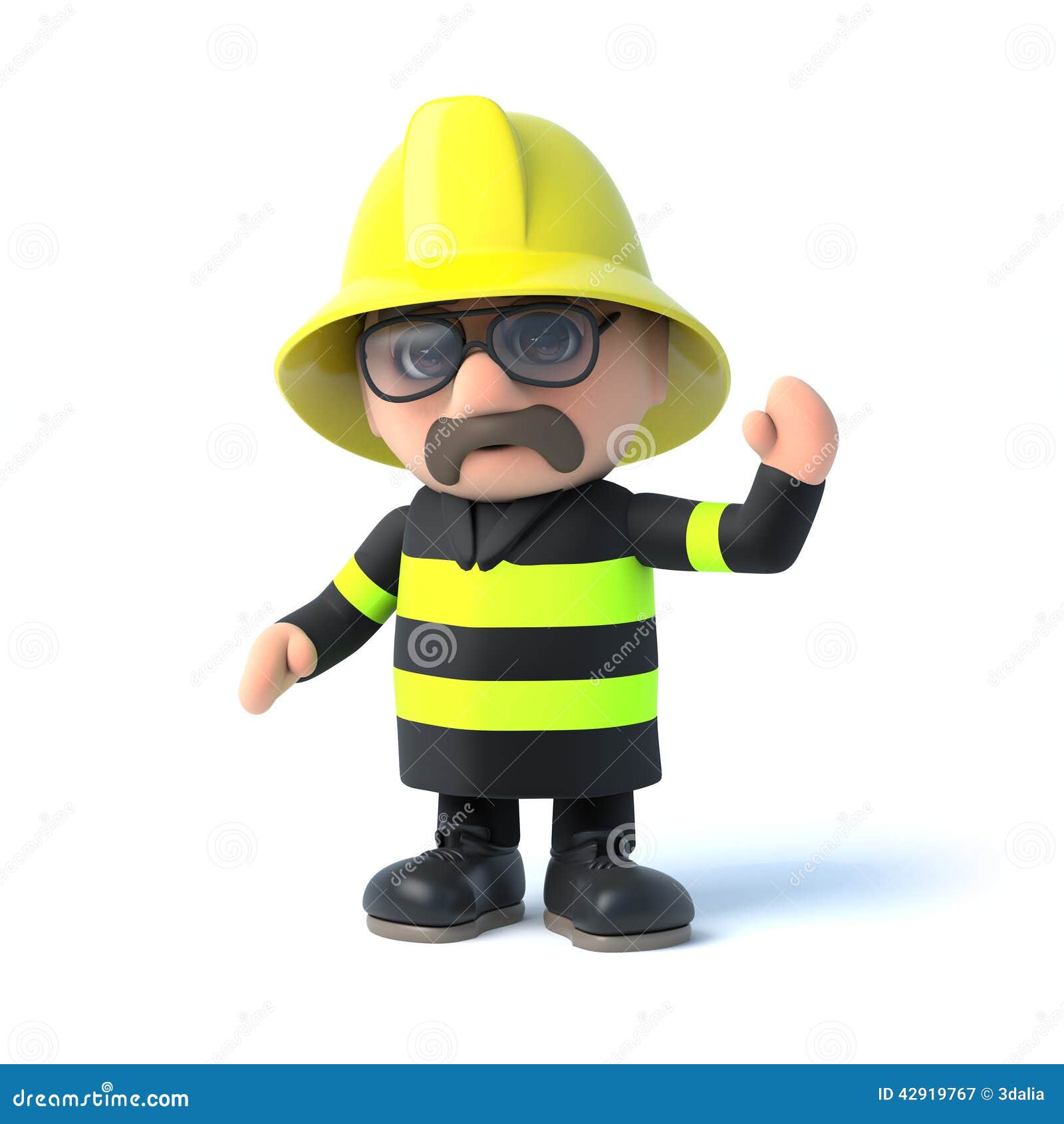 3d Fireman waves hello stock illustration. Illustration of waving ...