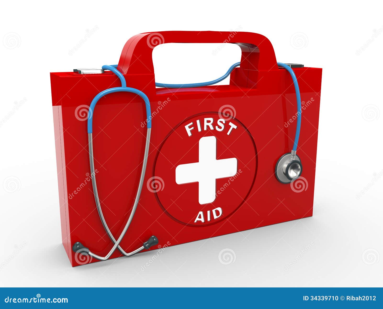 3d First Aid Kit and Stethoscope Stock Illustration - Illustration of ...
