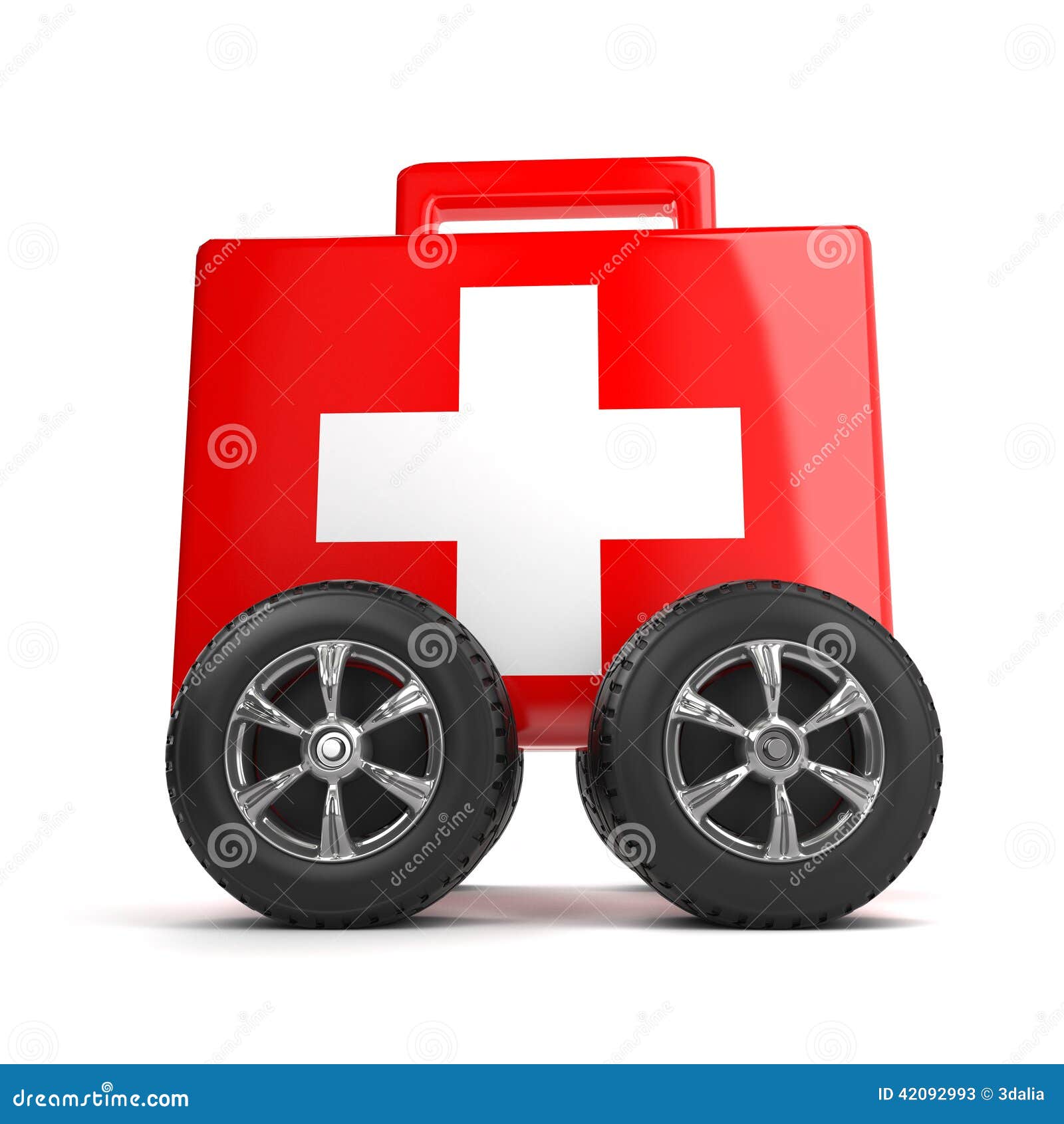 3d First Aid Kit with Wheels Stock Illustration - Illustration of motor ...
