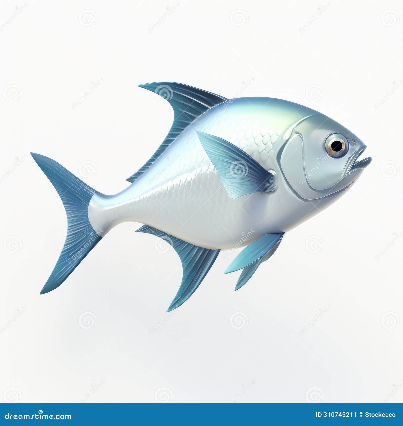 3d Cel Shaded Fish Pose in White Background Stock Illustration ...