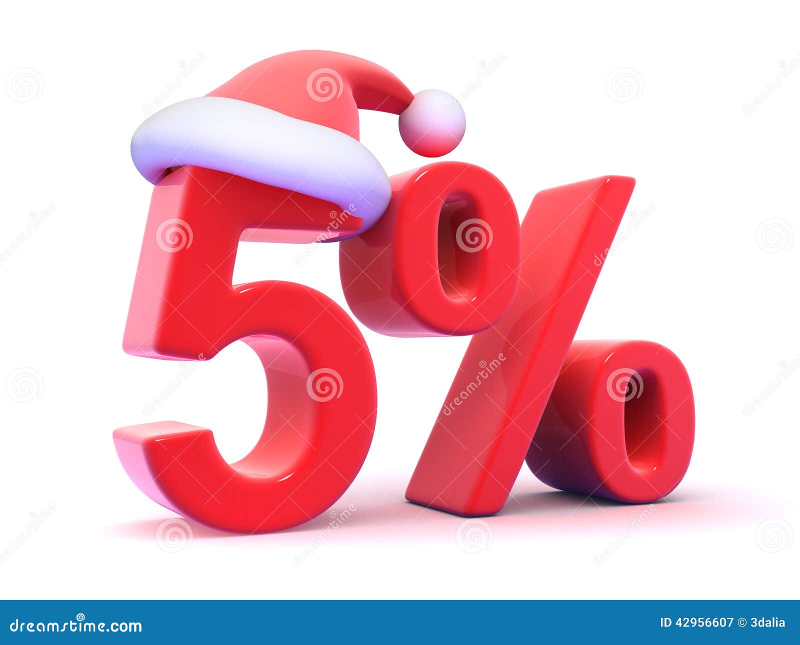 3d Five Percent Symbol with Santa Hat Stock Illustration - Illustration ...