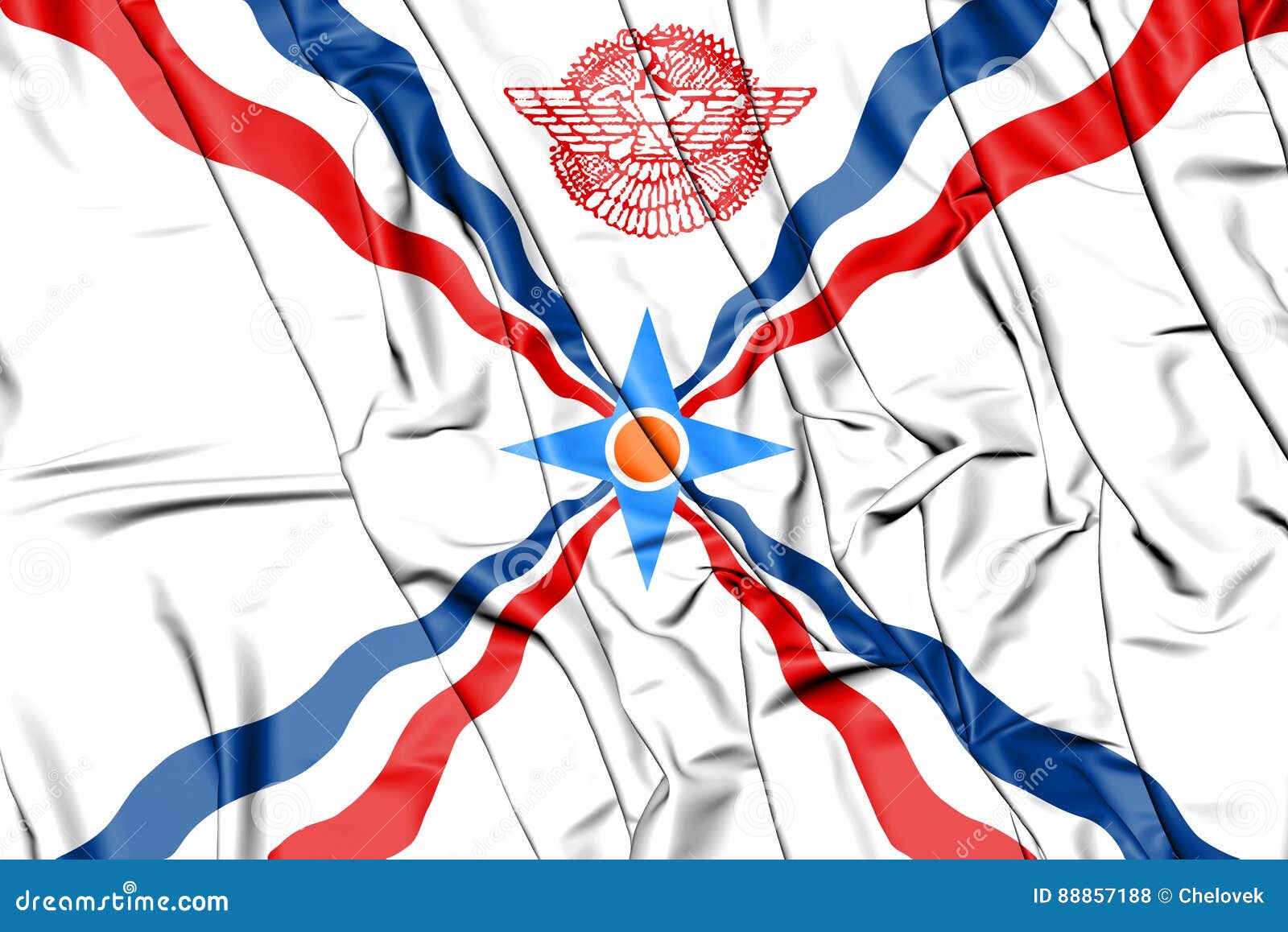 3D Flag of the Assyria. stock illustration. Illustration of close ...
