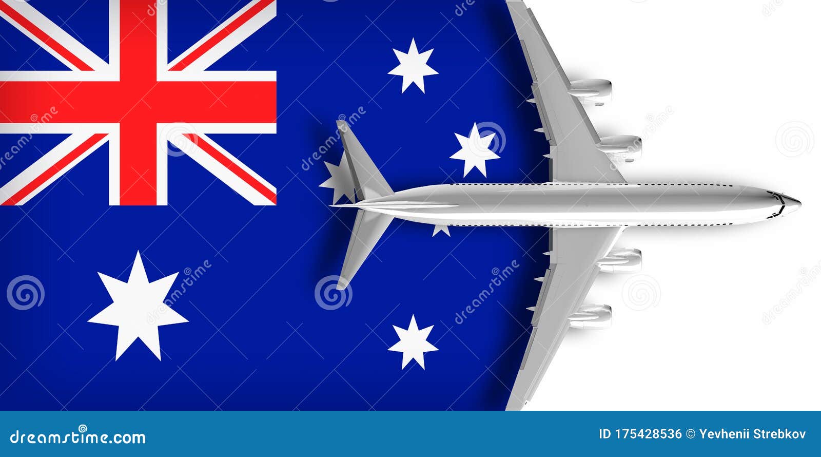 3D Flag of Australia with an Airplane Flying Over it Stock Illustration ...