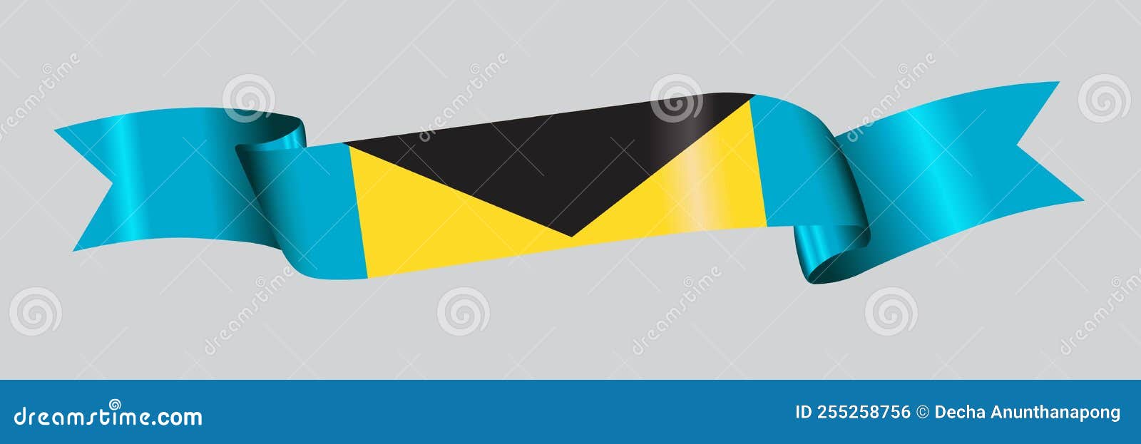 3D Flag of Bahamas on Ribbon Stock Vector - Illustration of label ...