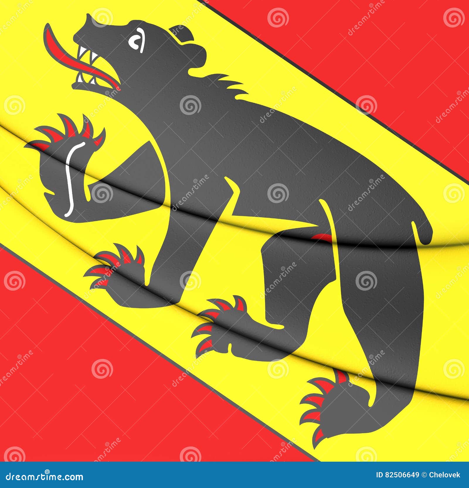 3D Flag of Bern Canton, Switzerland. Stock Illustration - Illustration ...
