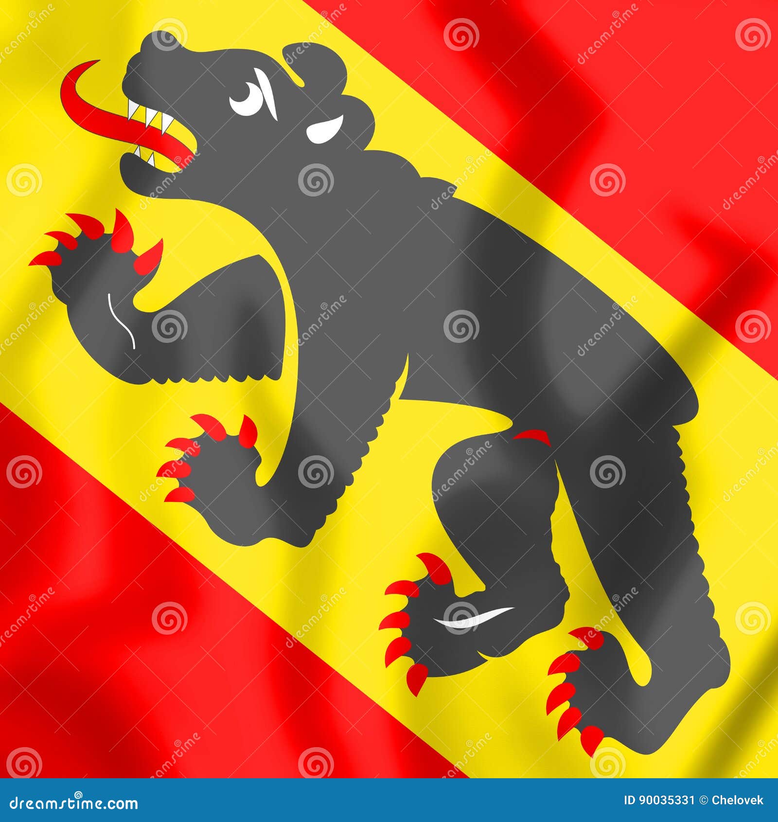 3D Flag of Bern Canton, Switzerland. Stock Illustration - Illustration ...