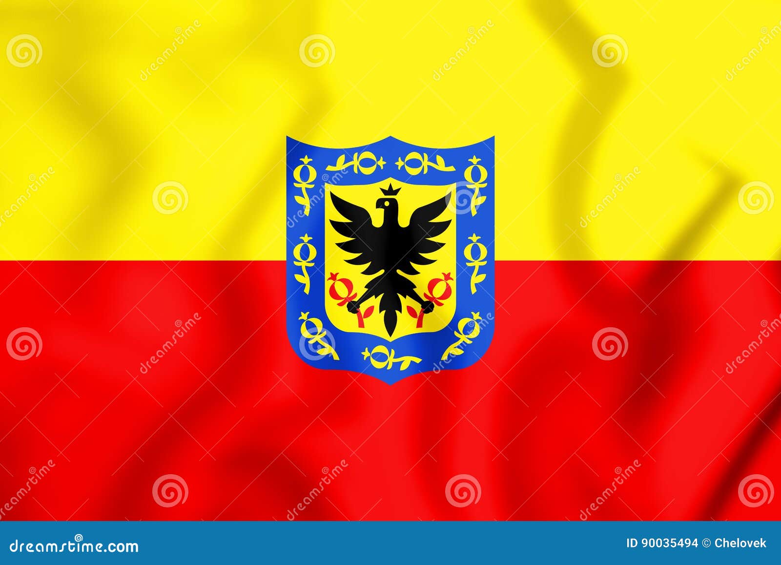 3D Flag of Bogota, Colombia. Stock Illustration - Illustration of ...