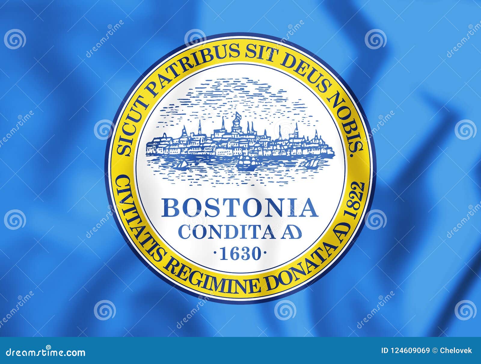 3D Flag of Boston, USA. stock illustration. Illustration of render ...
