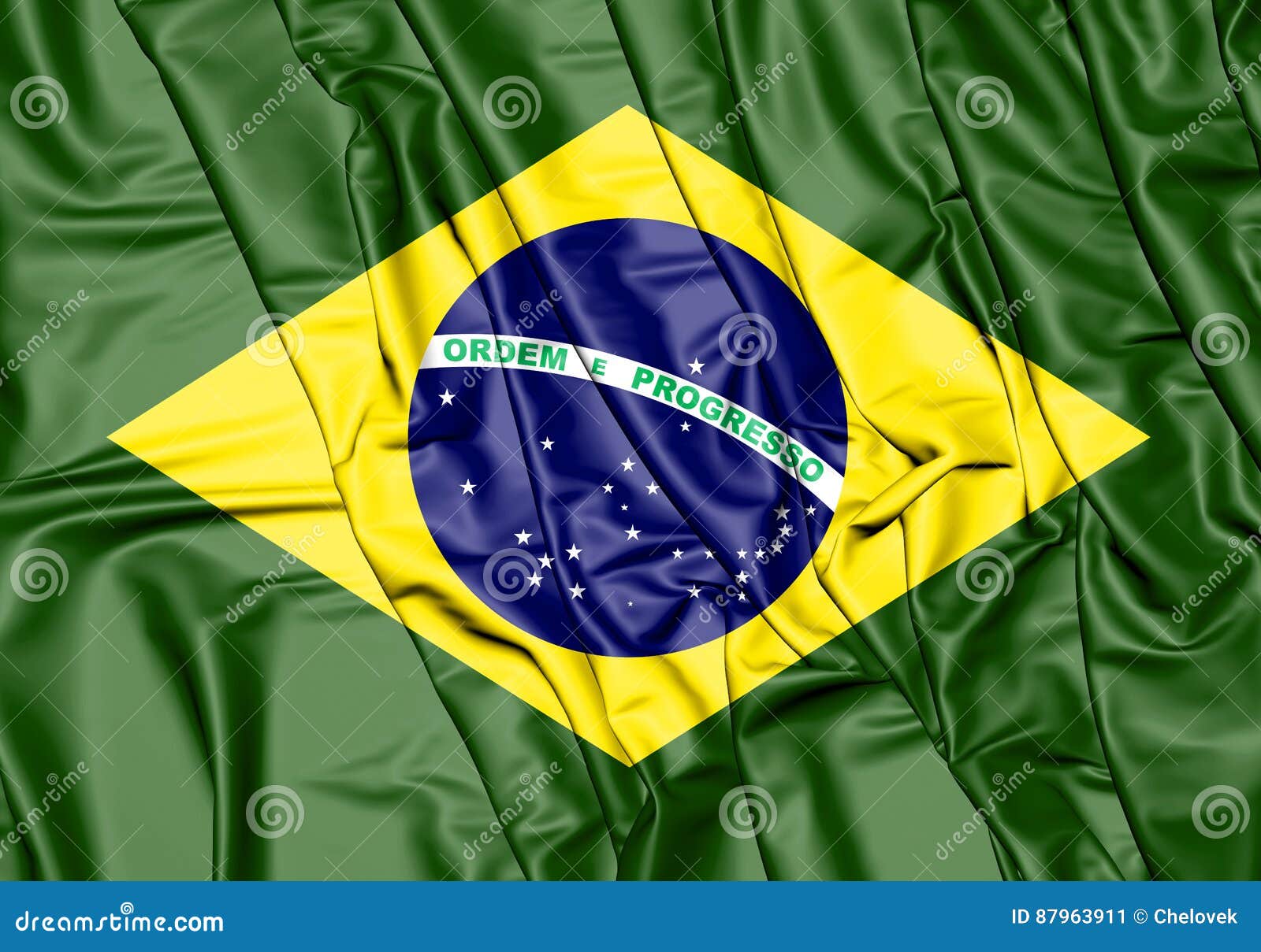 3D Flag of the Brazil. stock illustration. Illustration of horizontal ...