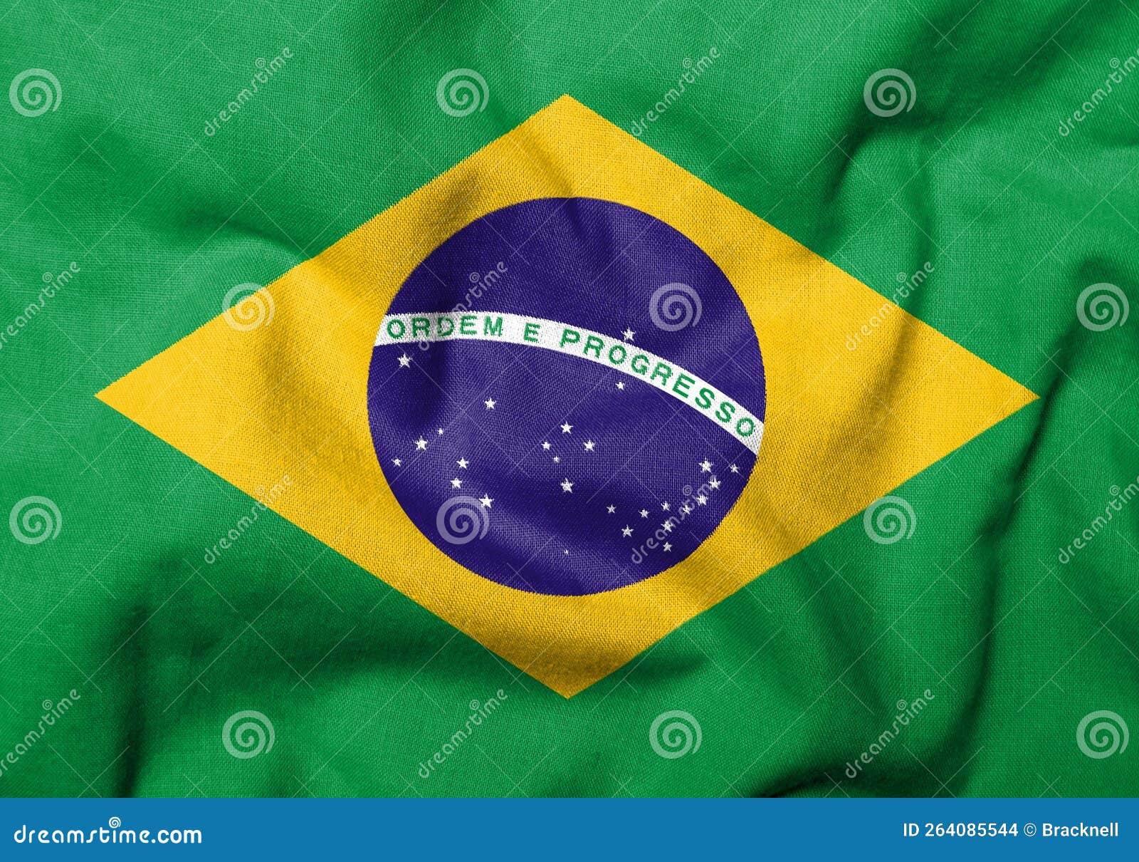 3D Flag of Brazil stock illustration. Illustration of texture - 264085544