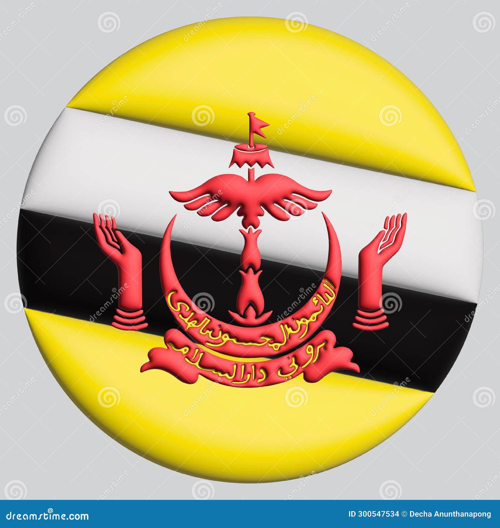 3D Flag of Brunei on Circle Stock Illustration - Illustration of world ...