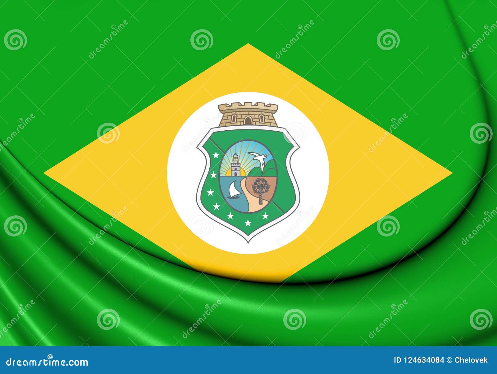 3D Flag of Ceara, Brazil. stock illustration. Illustration of pleat ...