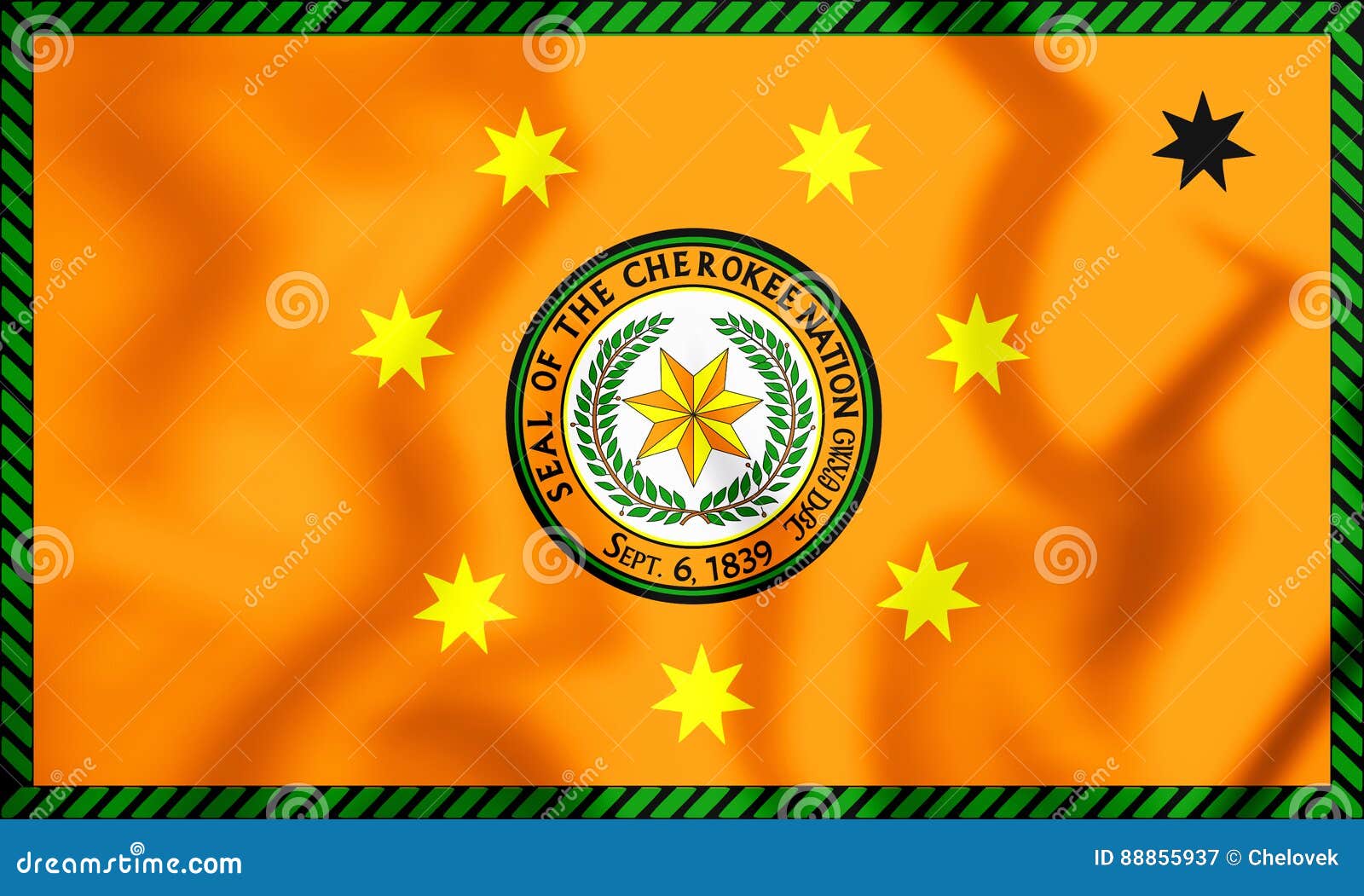 3D Flag of Cherokee Nation. Stock Illustration - Illustration of render ...