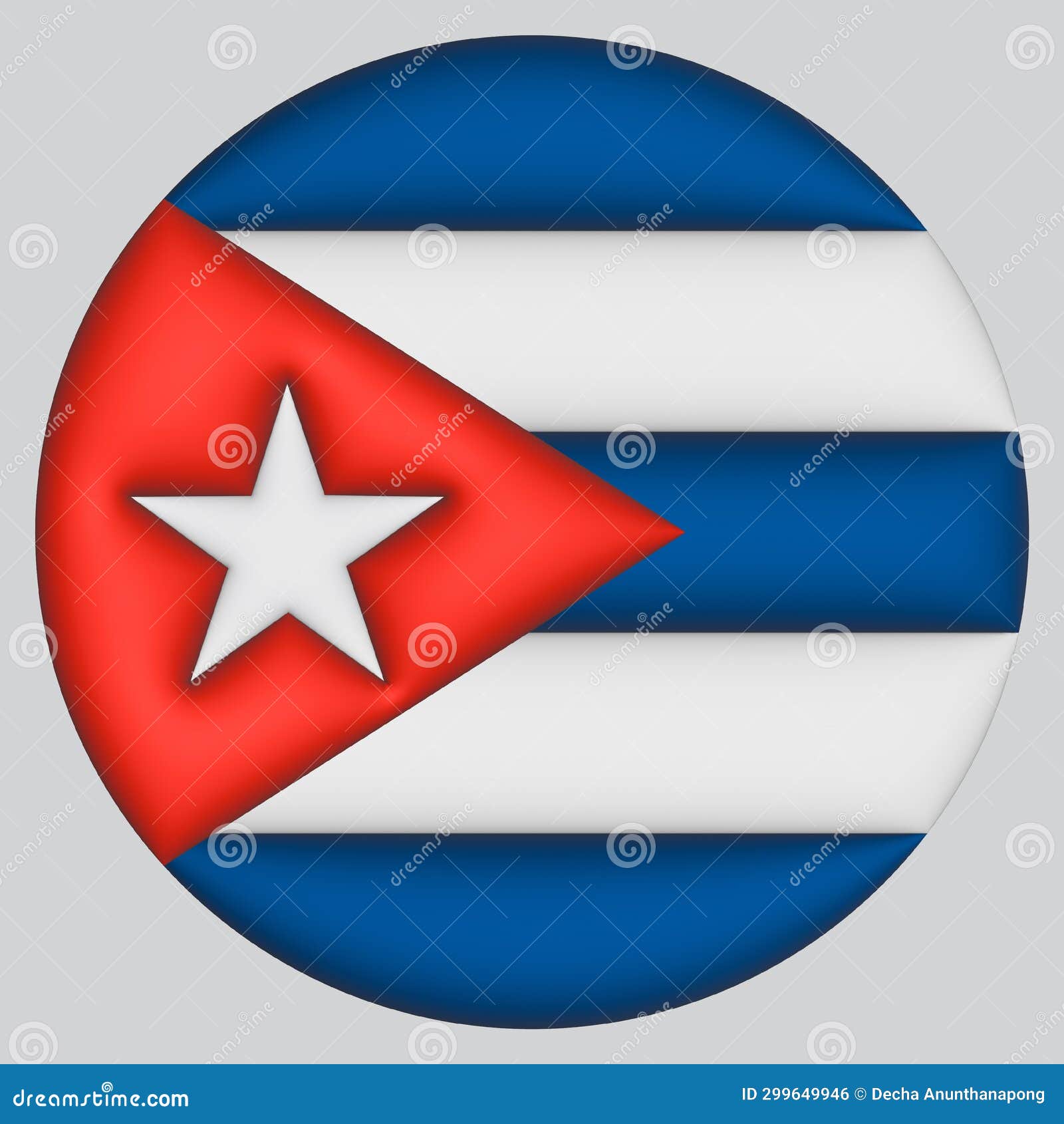 3D Flag of Cuba on circle stock illustration. Illustration of texture ...