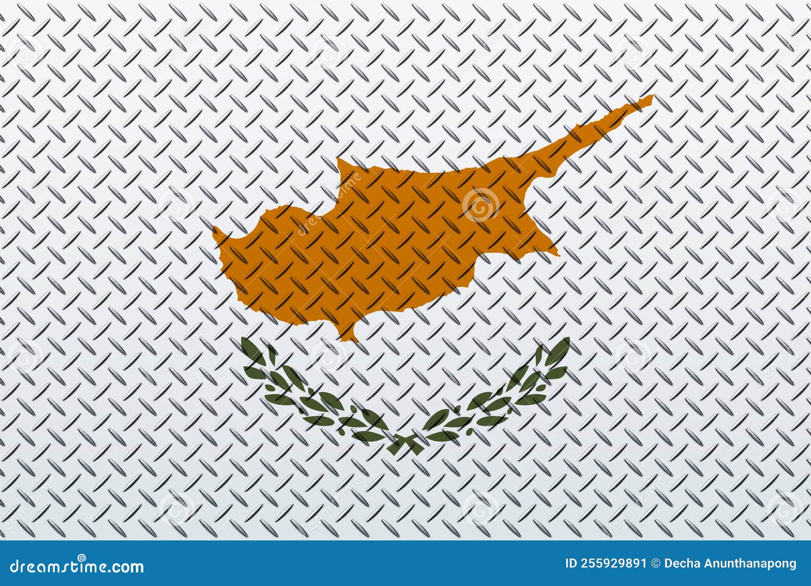 3D Flag of Cyprus on a Metal Stock Illustration - Illustration of ...