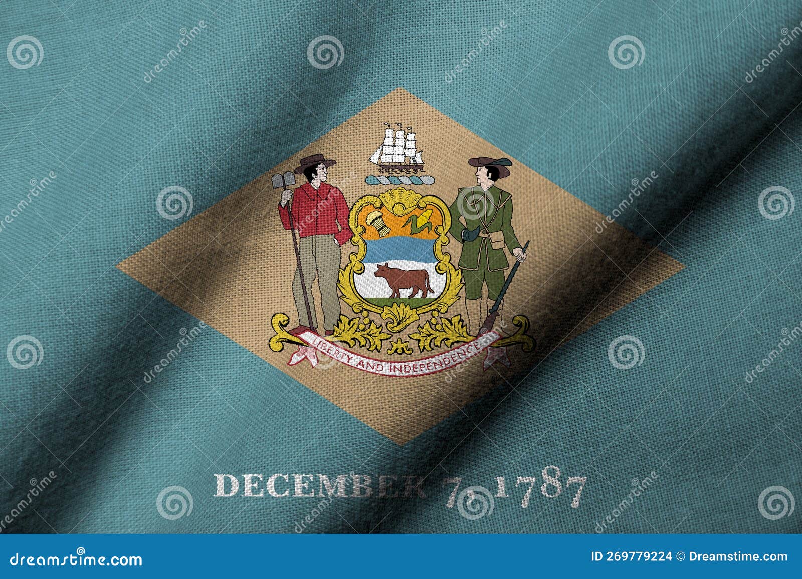 3D Flag of Delaware waving stock illustration. Illustration of ...