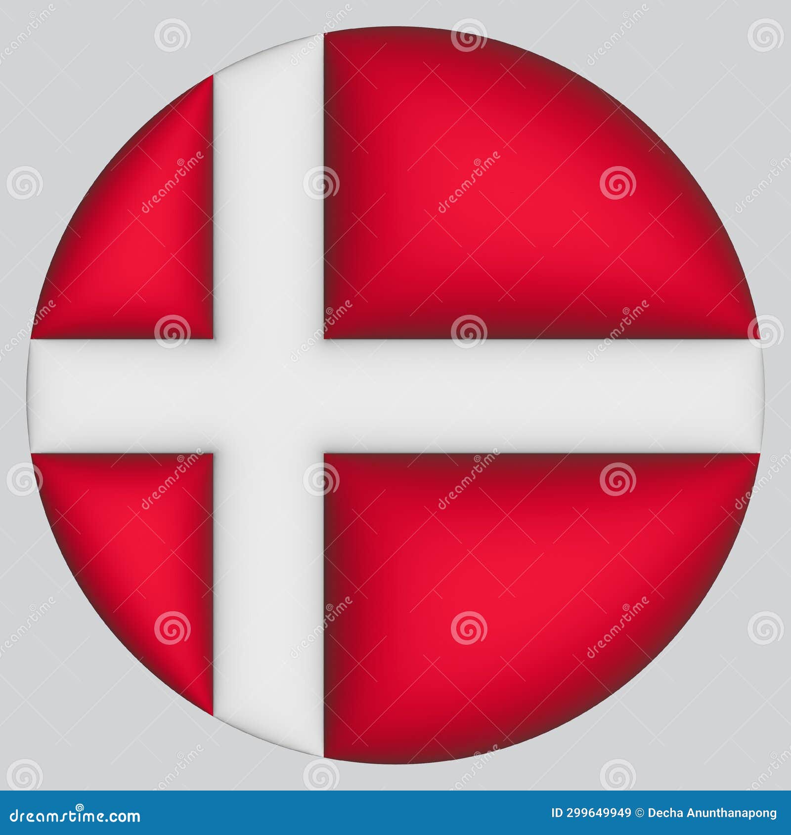 3D Flag of Denmark on Circle Stock Illustration - Illustration of ...