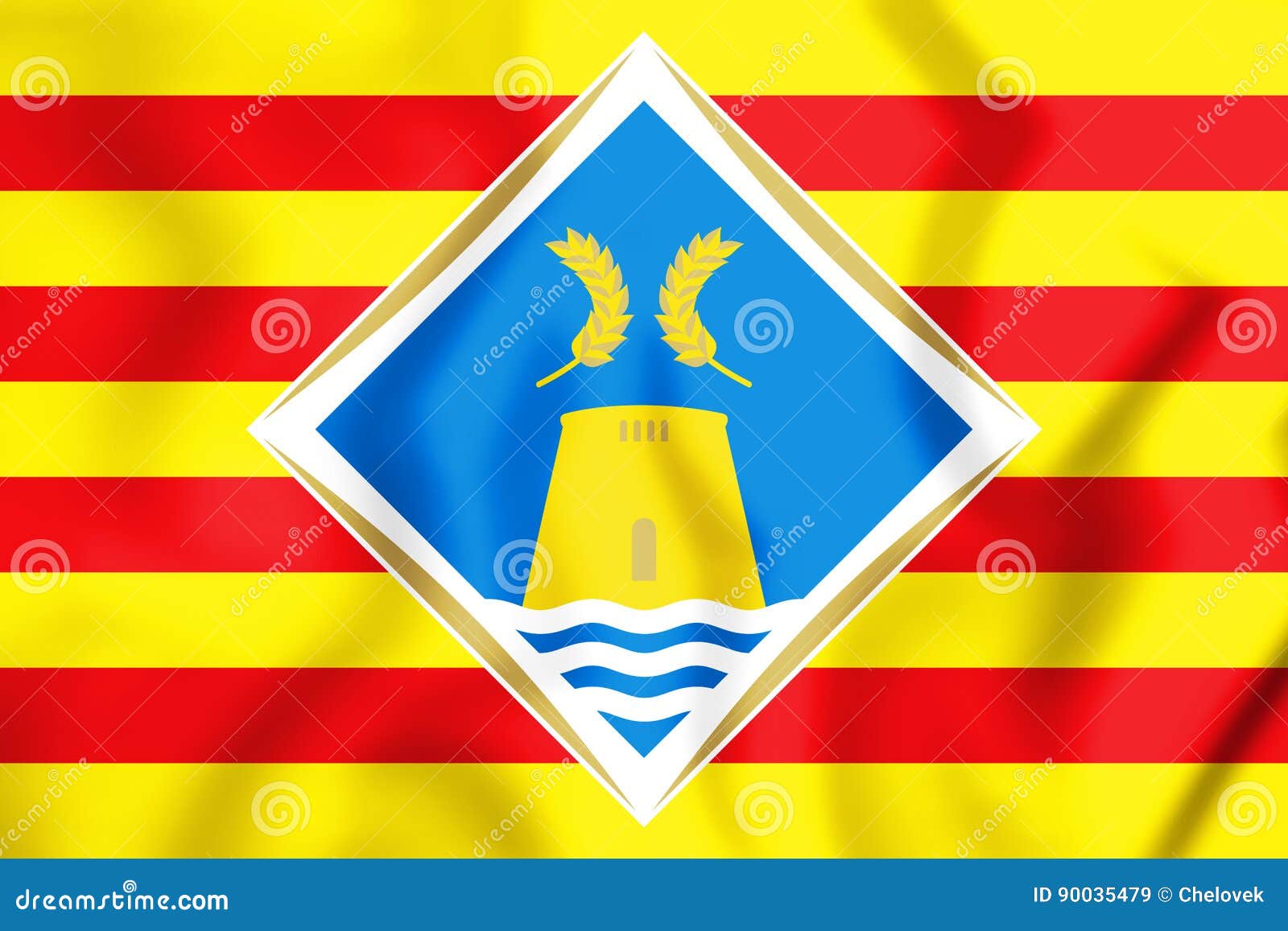 3D Flag of Formentera, Spain. Stock Illustration - Illustration of ...