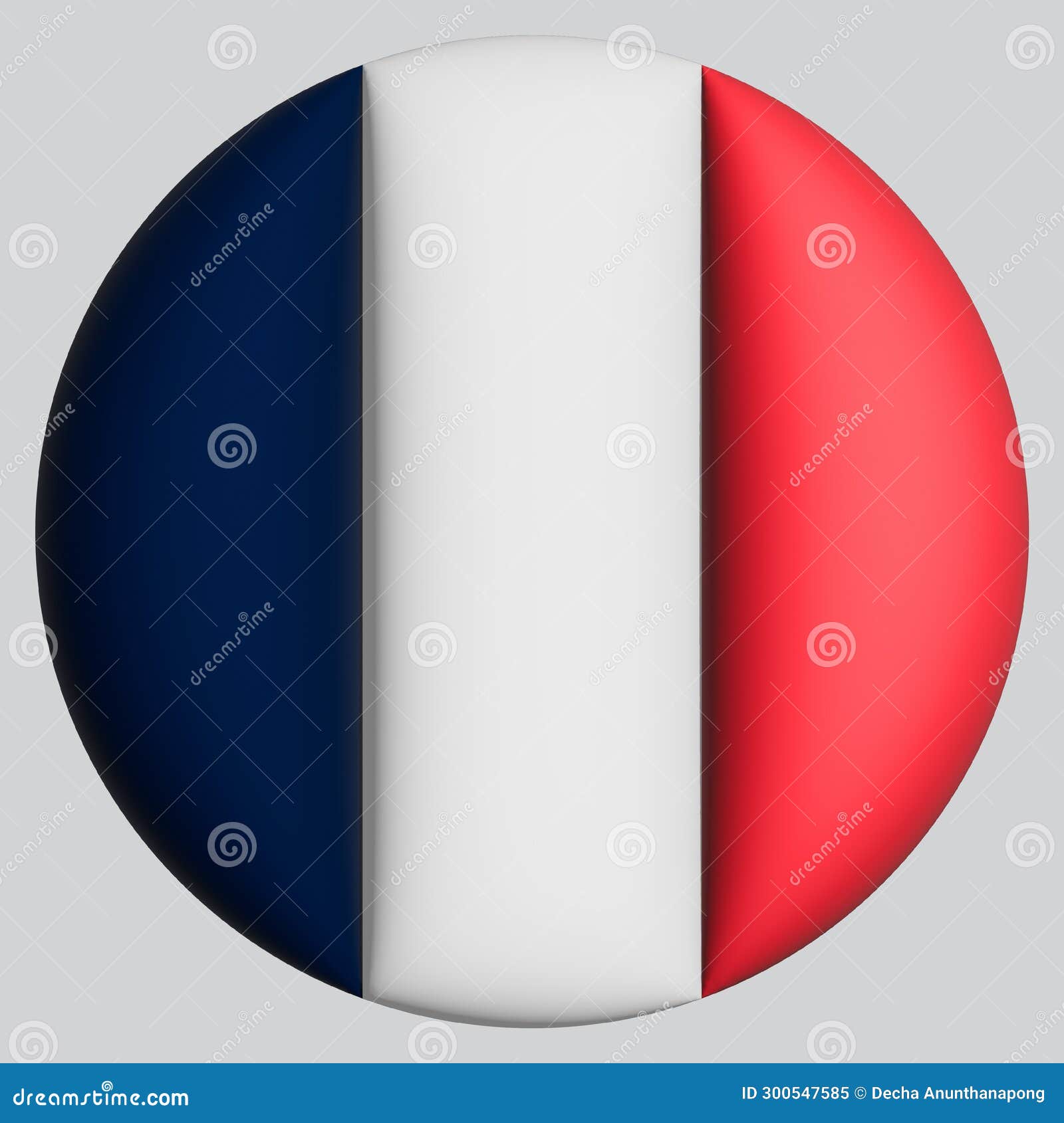 3D Flag of France on Circle Stock Illustration - Illustration of sign ...