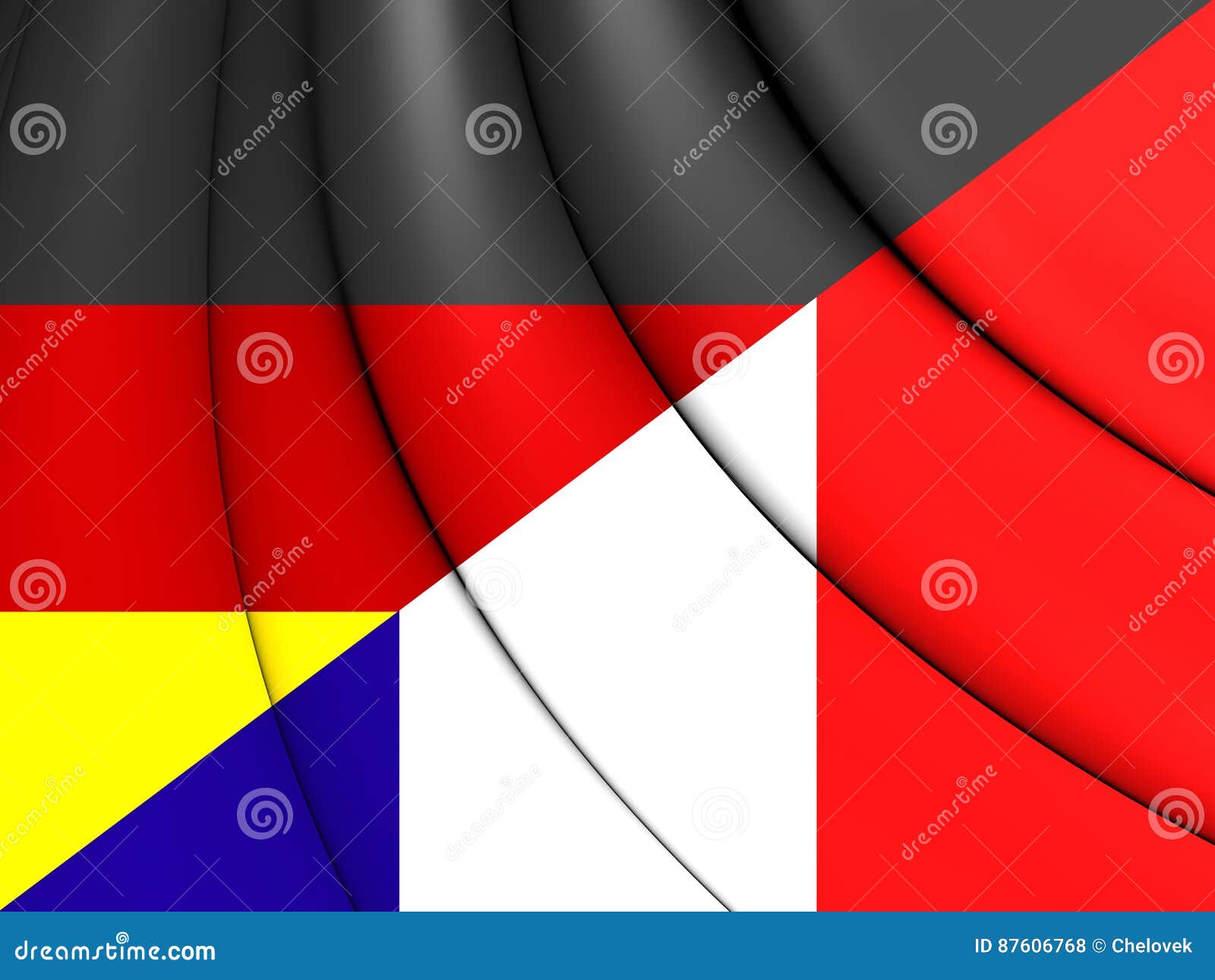 3D Flag of France and Germany. Stock Illustration - Illustration of ...