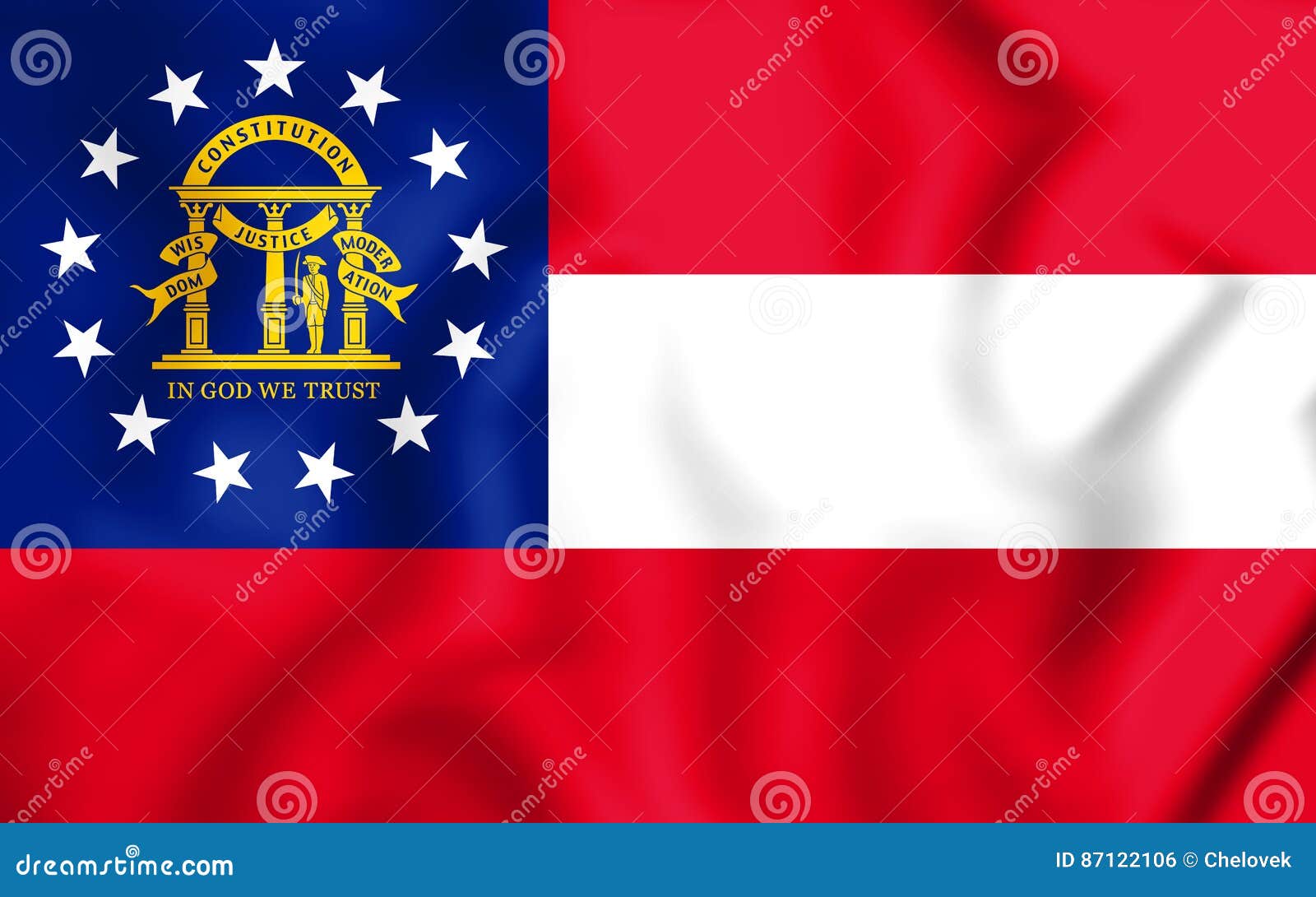 3D Flag of Georgia, USA. stock illustration. Illustration of wind ...