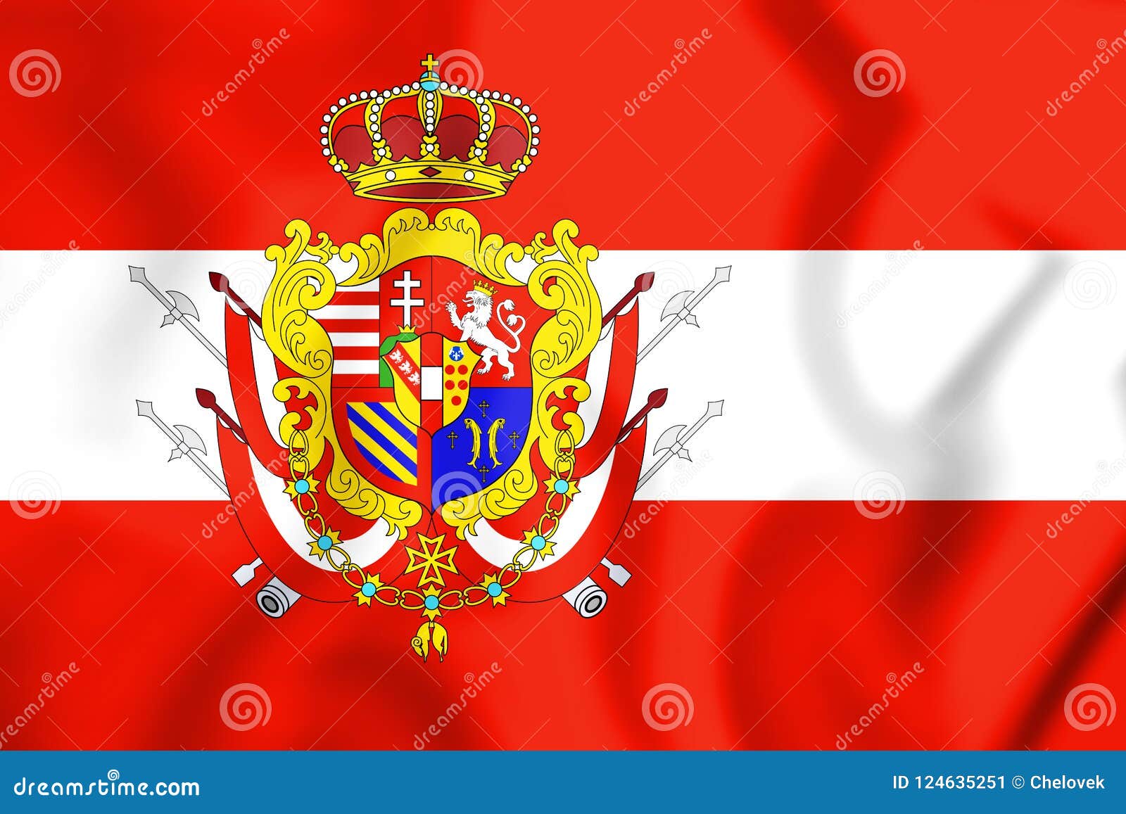 3D Flag of Grand Duchy of Tuscany. Stock Illustration - Illustration of ...