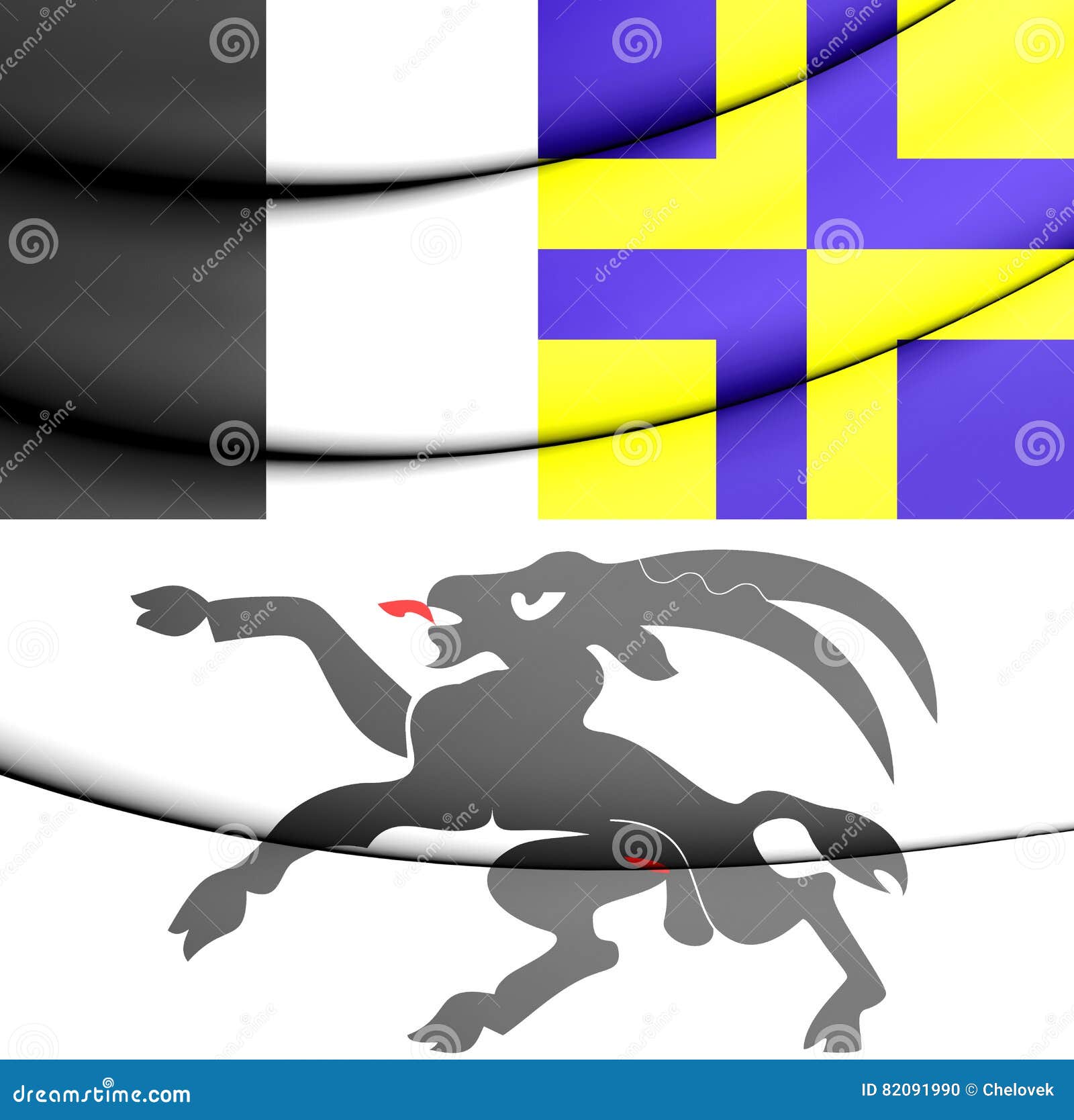 3D Flag of Graubunden, Switzerland. Stock Illustration - Illustration ...