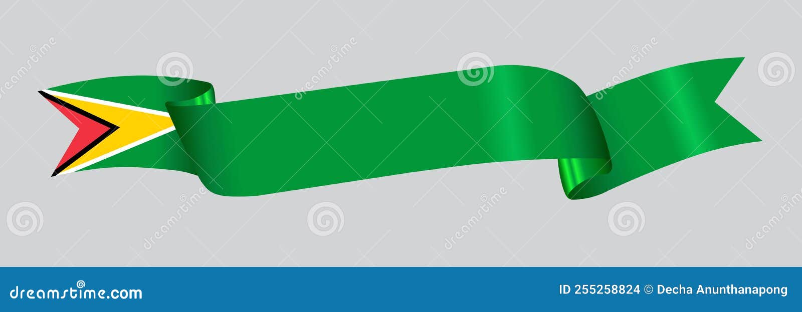 3D Flag of Guyana on Ribbon Stock Vector - Illustration of logo, sign ...