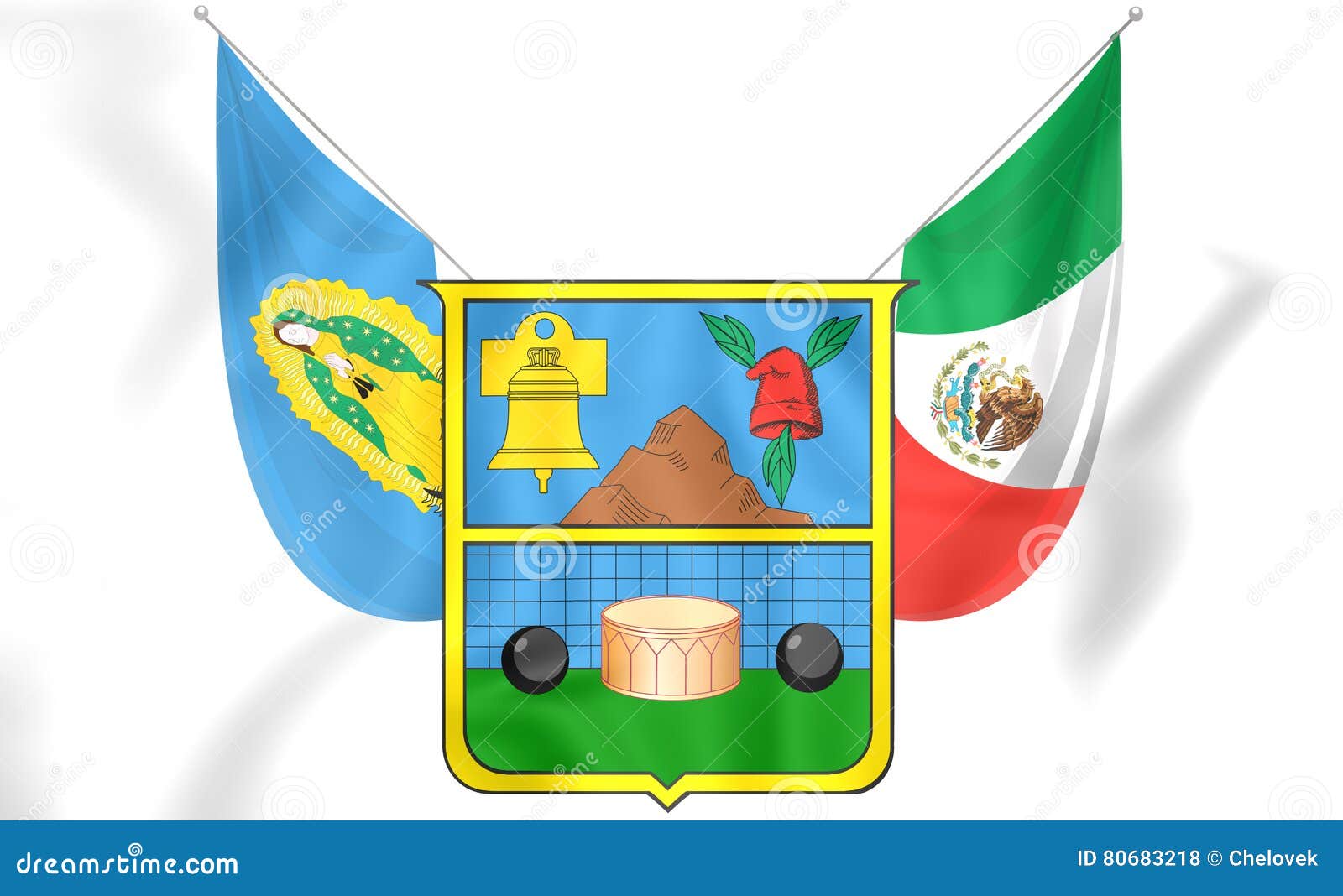 3D Flag of Hidalgo, Mexico. Stock Illustration - Illustration of macro ...