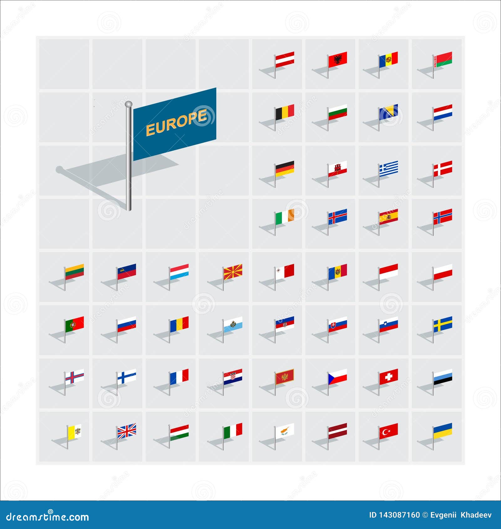 3D Flag Illustrations. Europe Stock Illustration - Illustration of ...