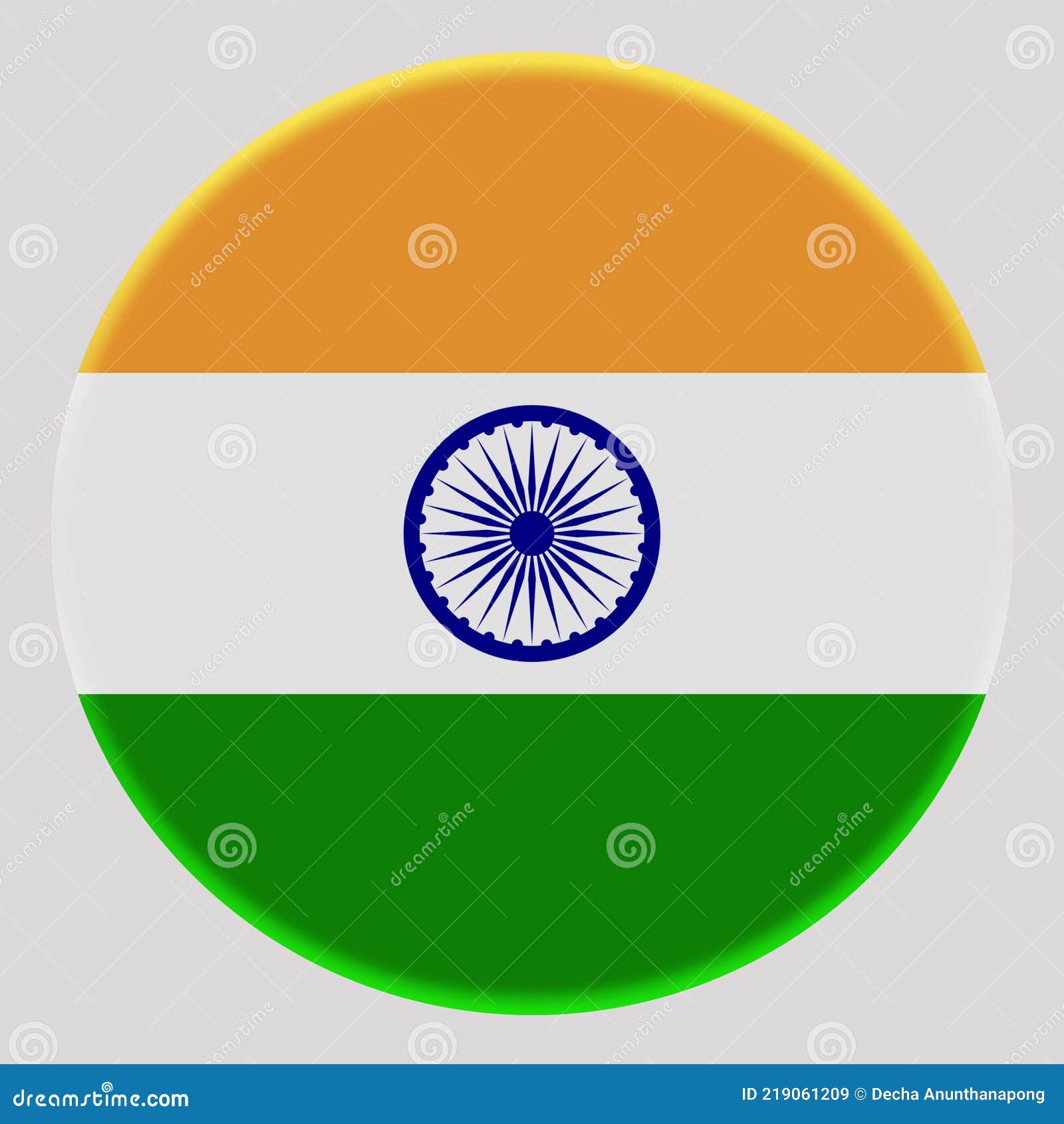 3D Flag of India on circle stock illustration. Illustration of label ...