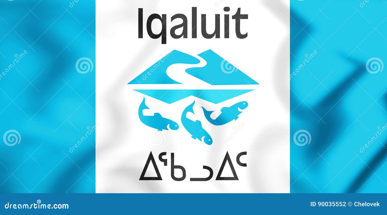 Flag Of Iqaluit, Nunavut , Canada At Cloudy Sky Background On Sunset ...