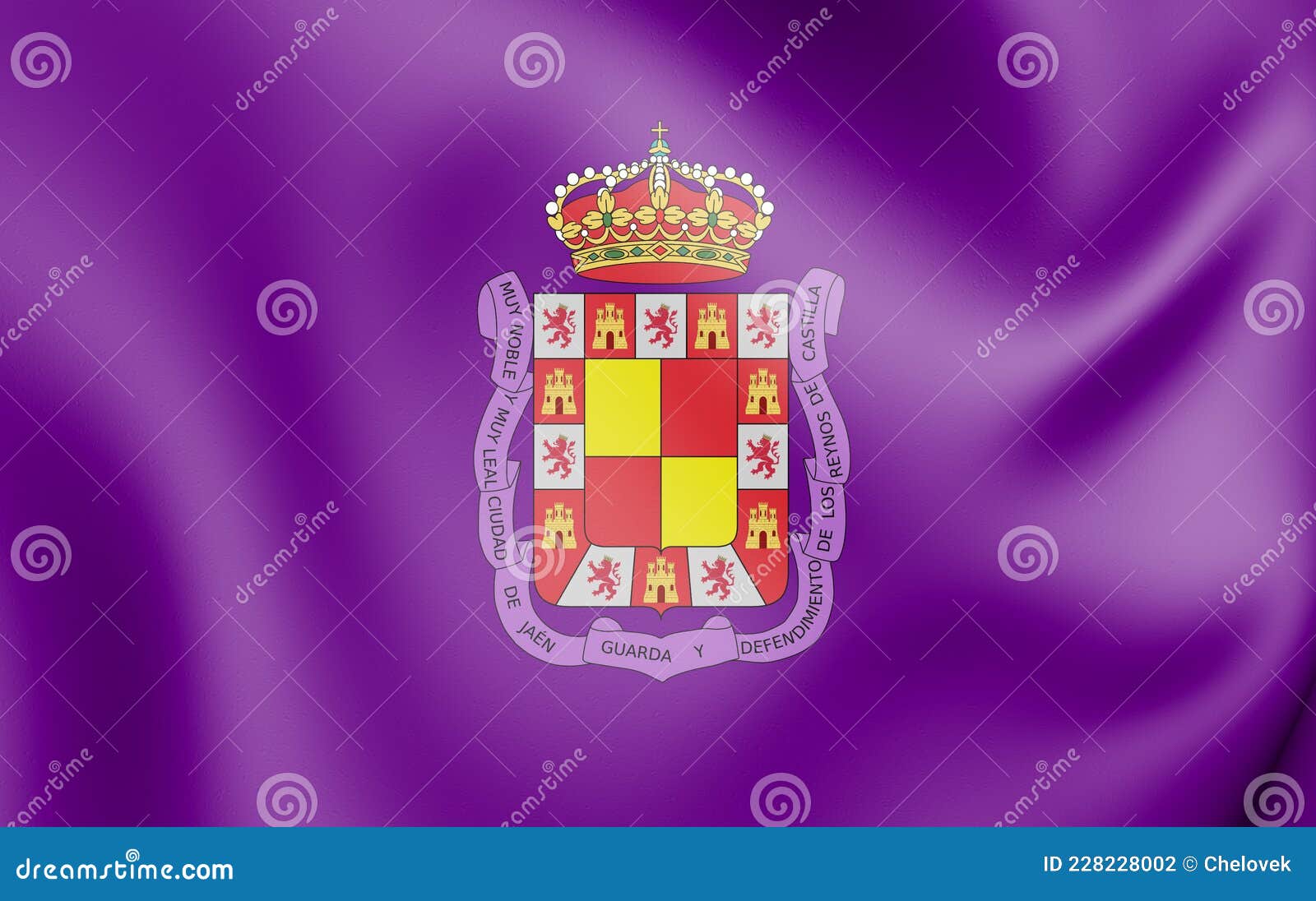 Flag of Jaen, Spain. 3D Illustration Stock Illustration - Illustration ...