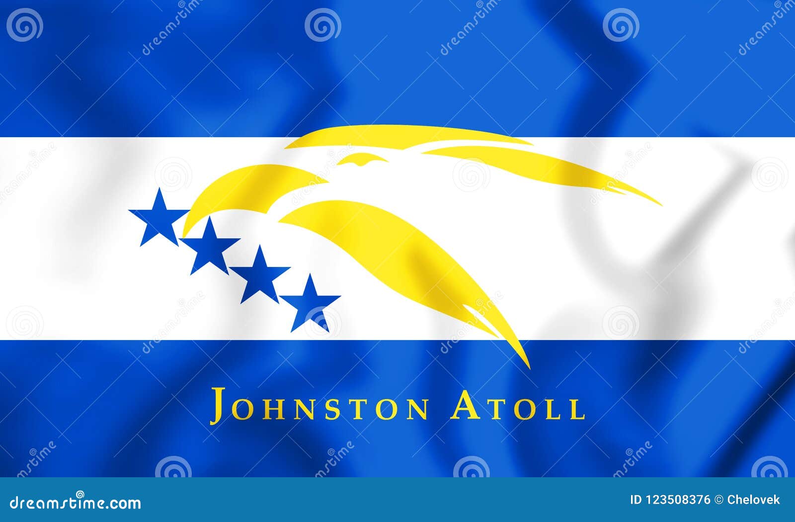 3D Flag of Johnston Atoll. stock illustration. Illustration of emblem ...