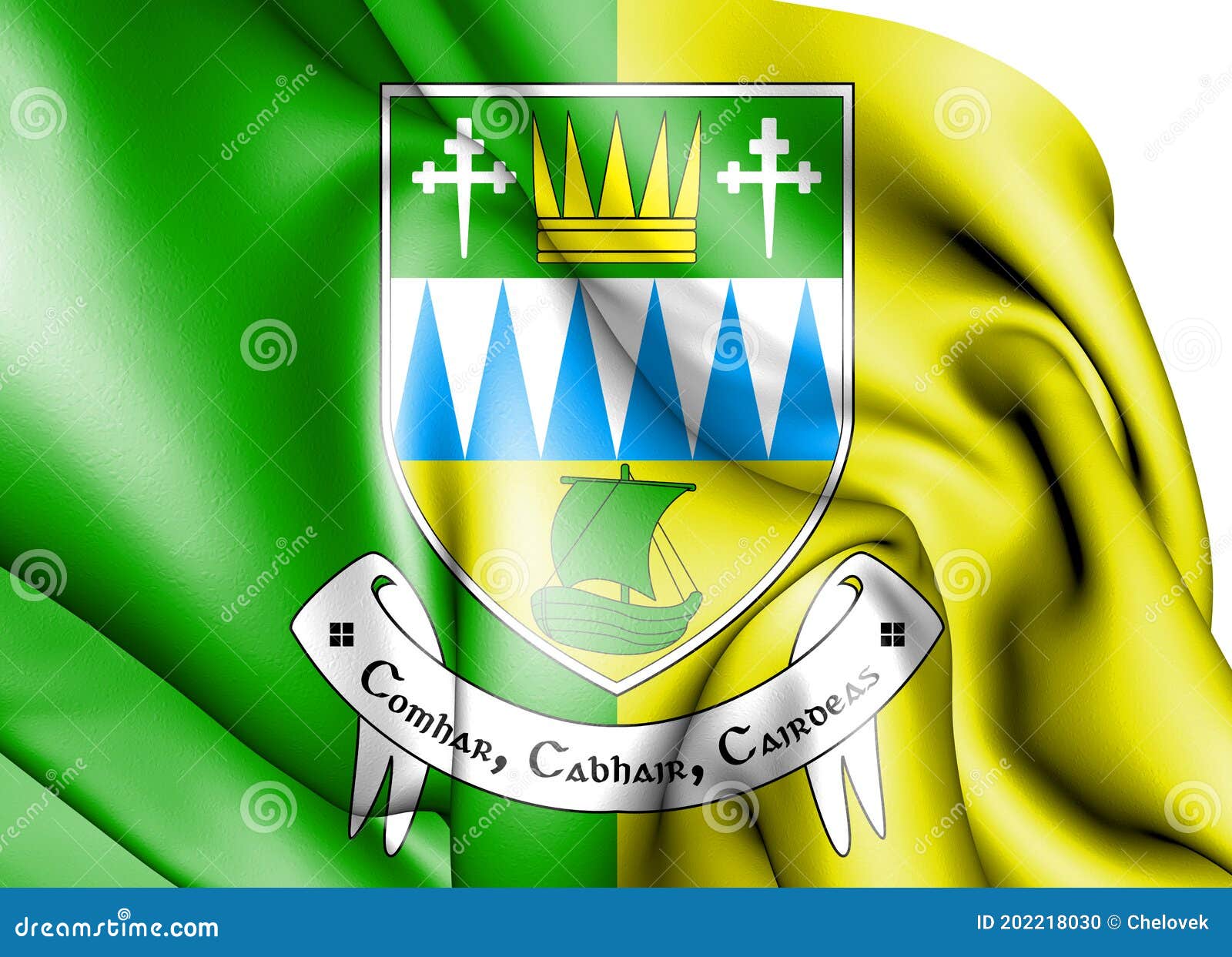 3D Flag of Kerry County, Ireland. Stock Illustration - Illustration of ...