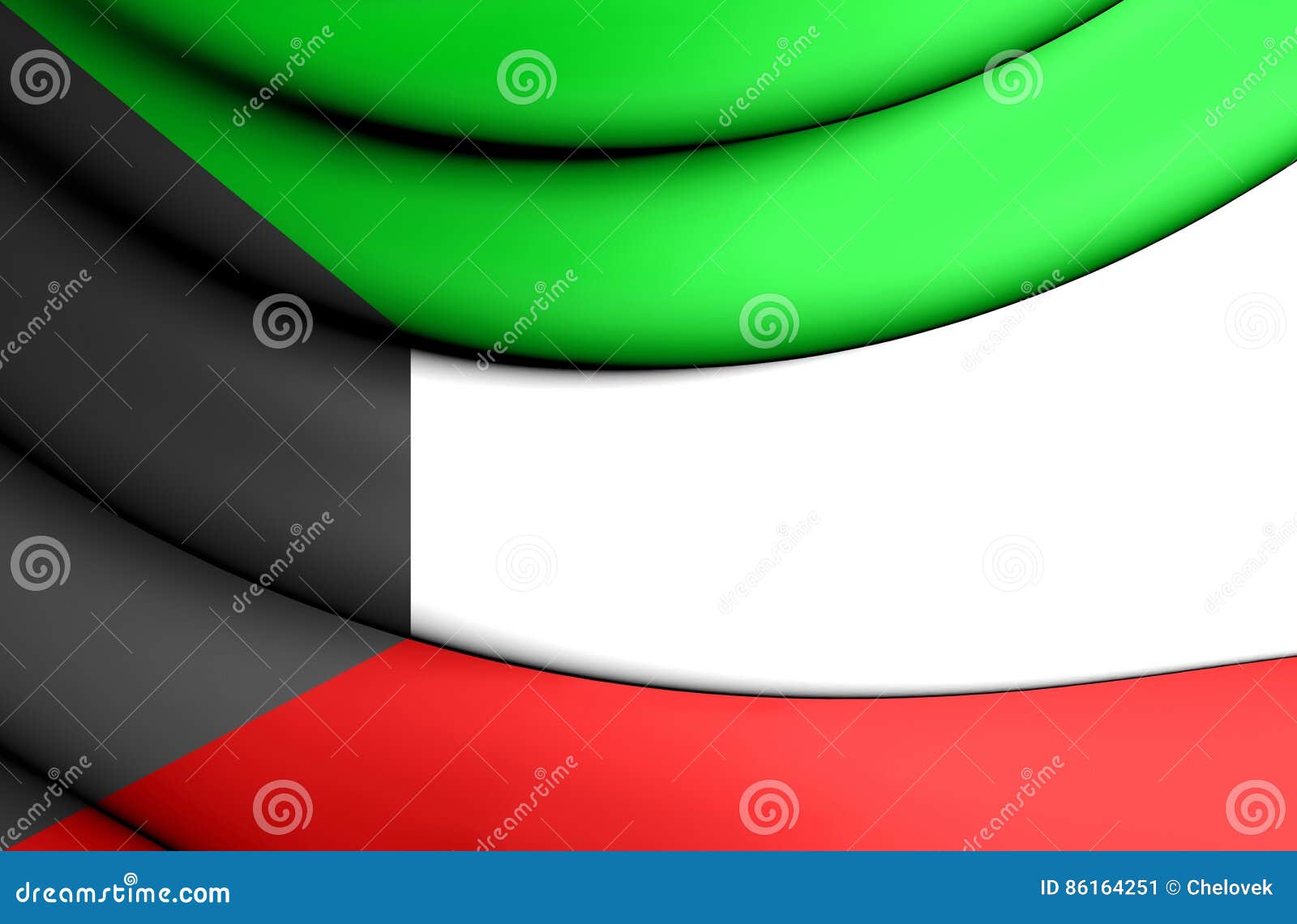 3D Flag of the Kuwait. stock illustration. Illustration of middle ...