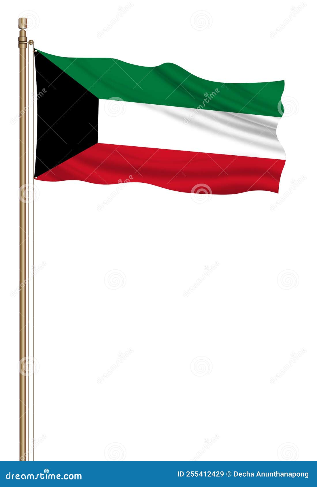 3D Flag of Kuwait on a Pillar Stock Illustration - Illustration of ...