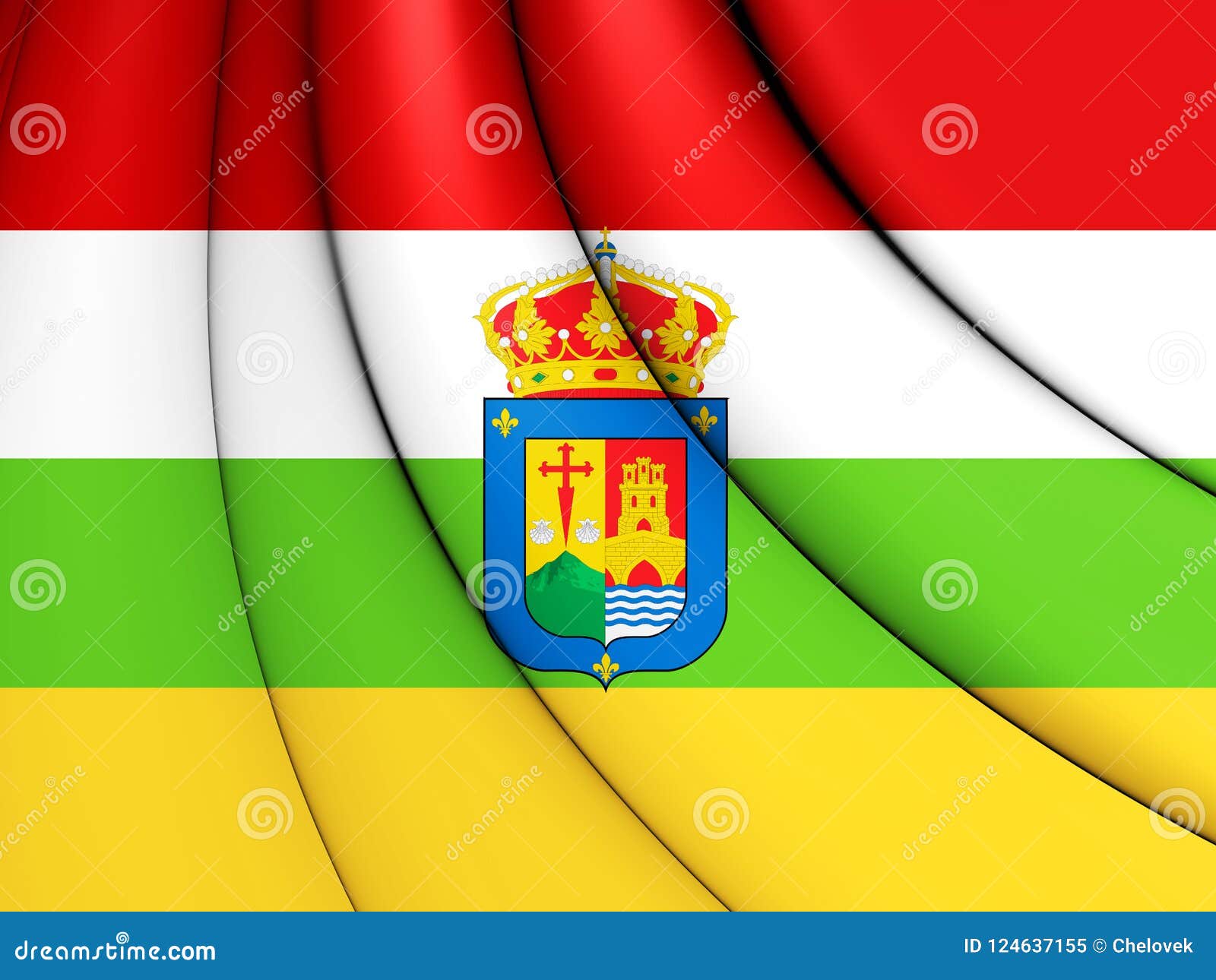 3D Flag of La Rioja, Spain. Stock Illustration - Illustration of ...