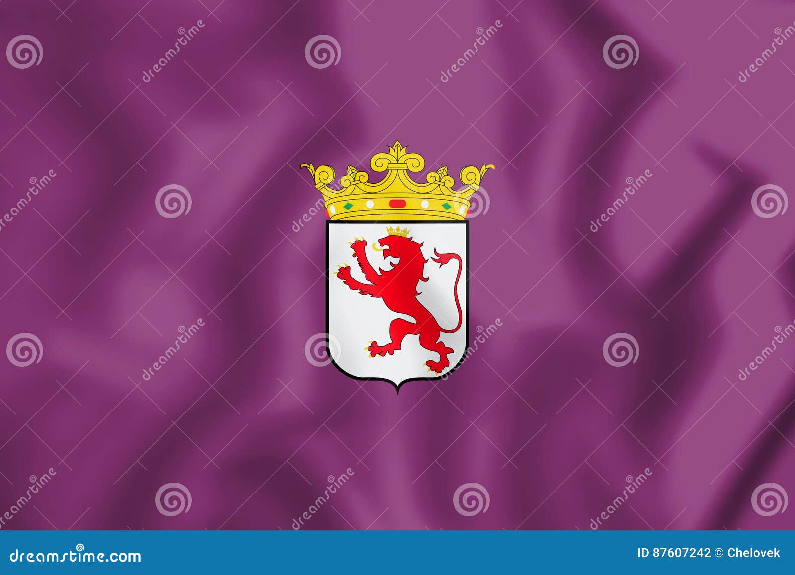 3D Flag of Leon Province, Spain. Stock Illustration - Illustration of ...