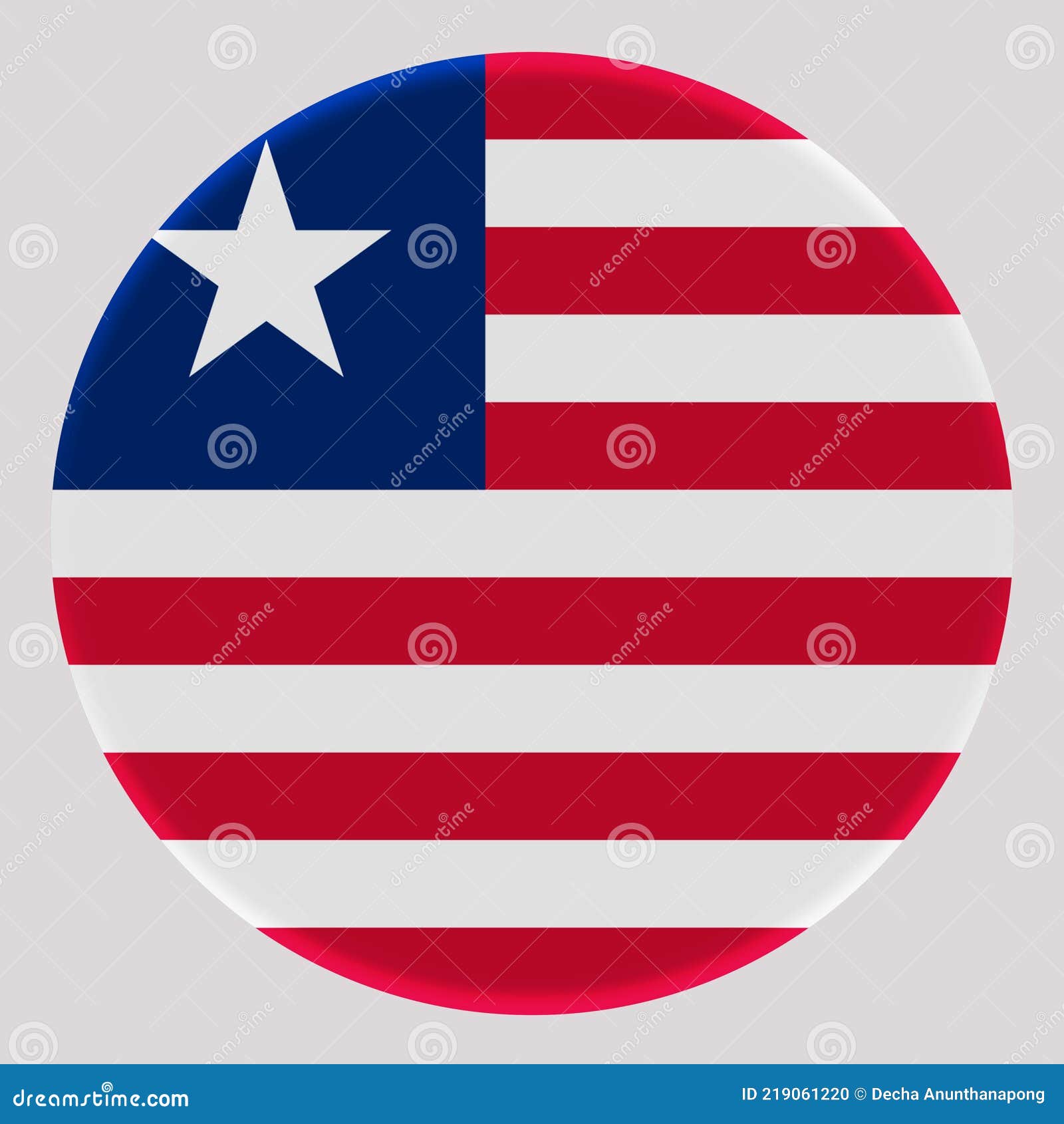 3D Flag of Liberia on Circle Stock Illustration - Illustration of metal ...