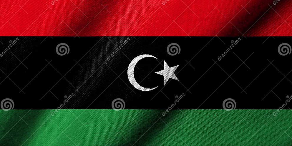 3D Flag of Libya waving stock illustration. Illustration of banner ...