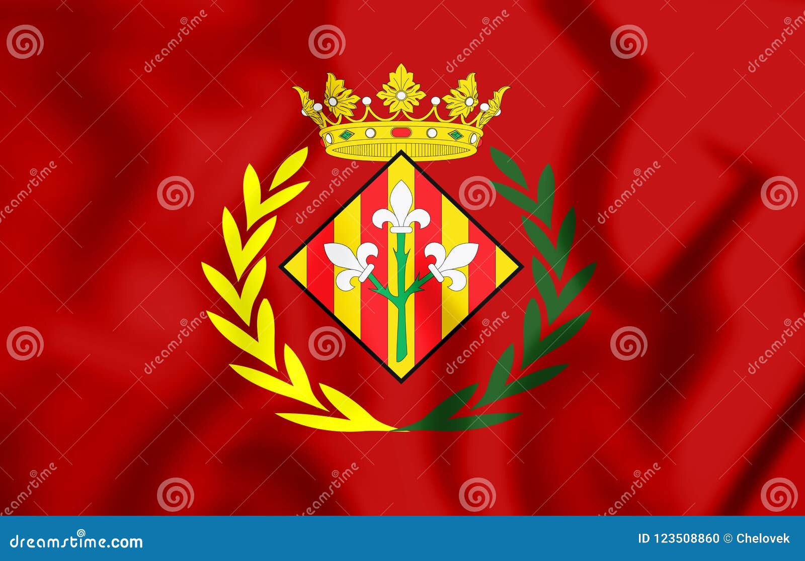 3D Flag of Lleida City, Spain. Stock Illustration - Illustration of ...