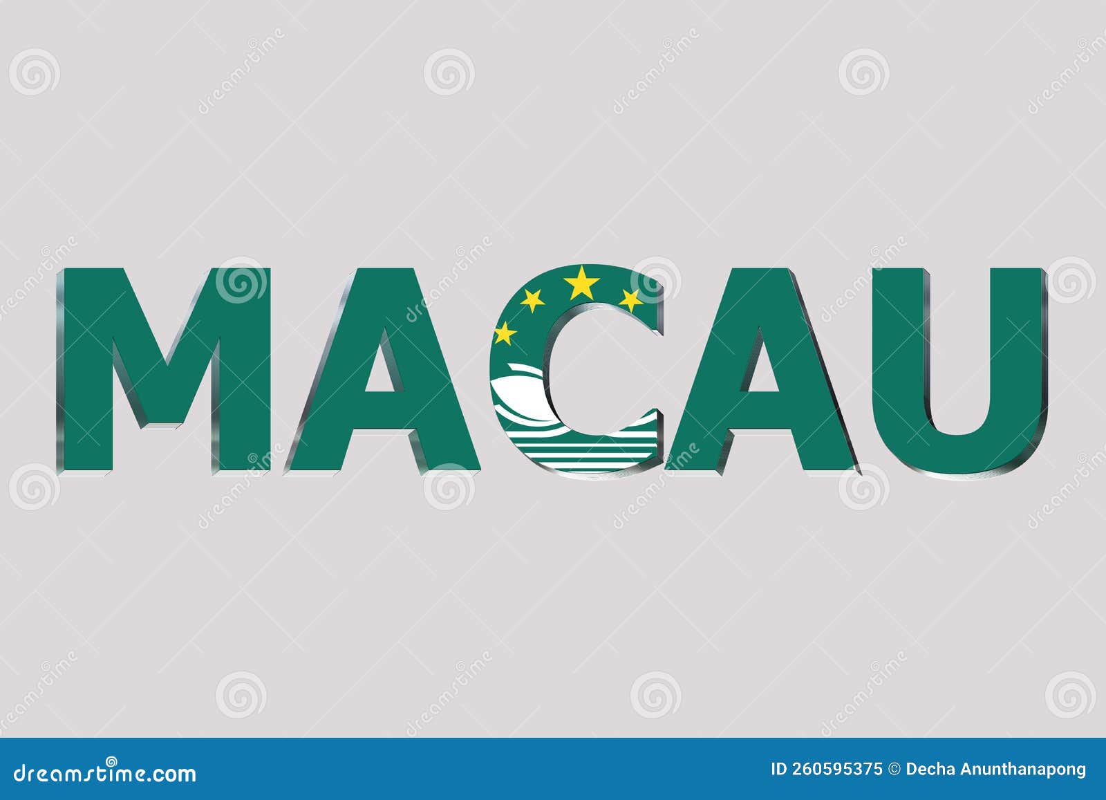 3D Flag of Macau on a text stock illustration. Illustration of grunge ...