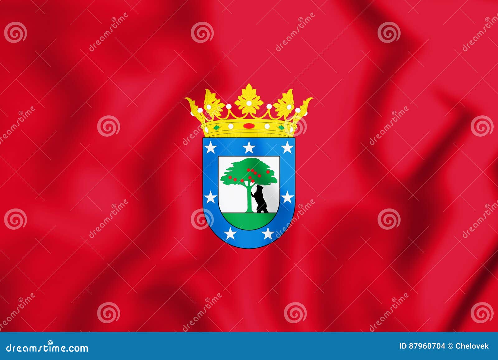 3D Flag of Madrid, Spain. stock illustration. Illustration of capital ...