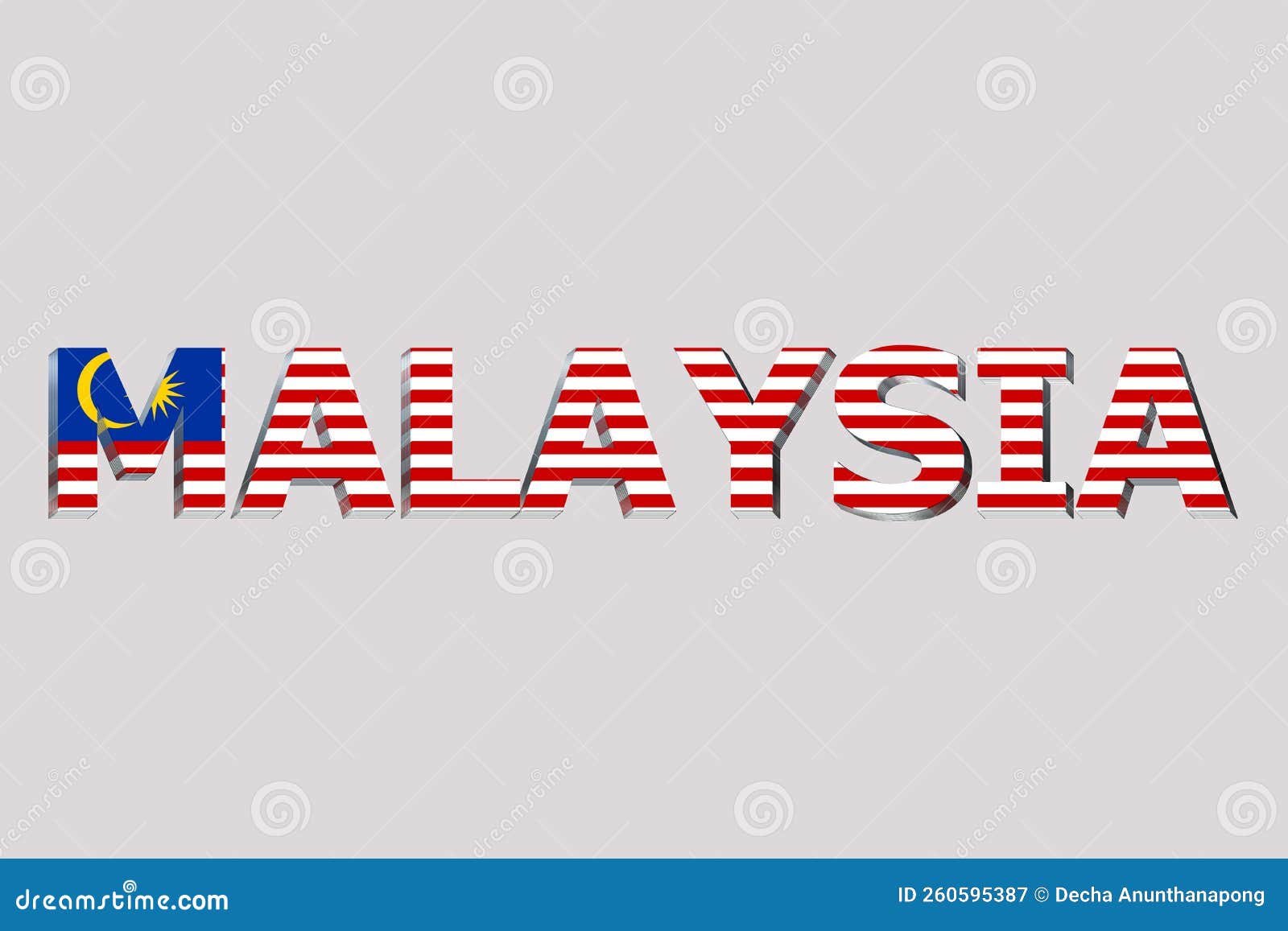 3D Flag of Malaysia on a Text Stock Illustration - Illustration of ...