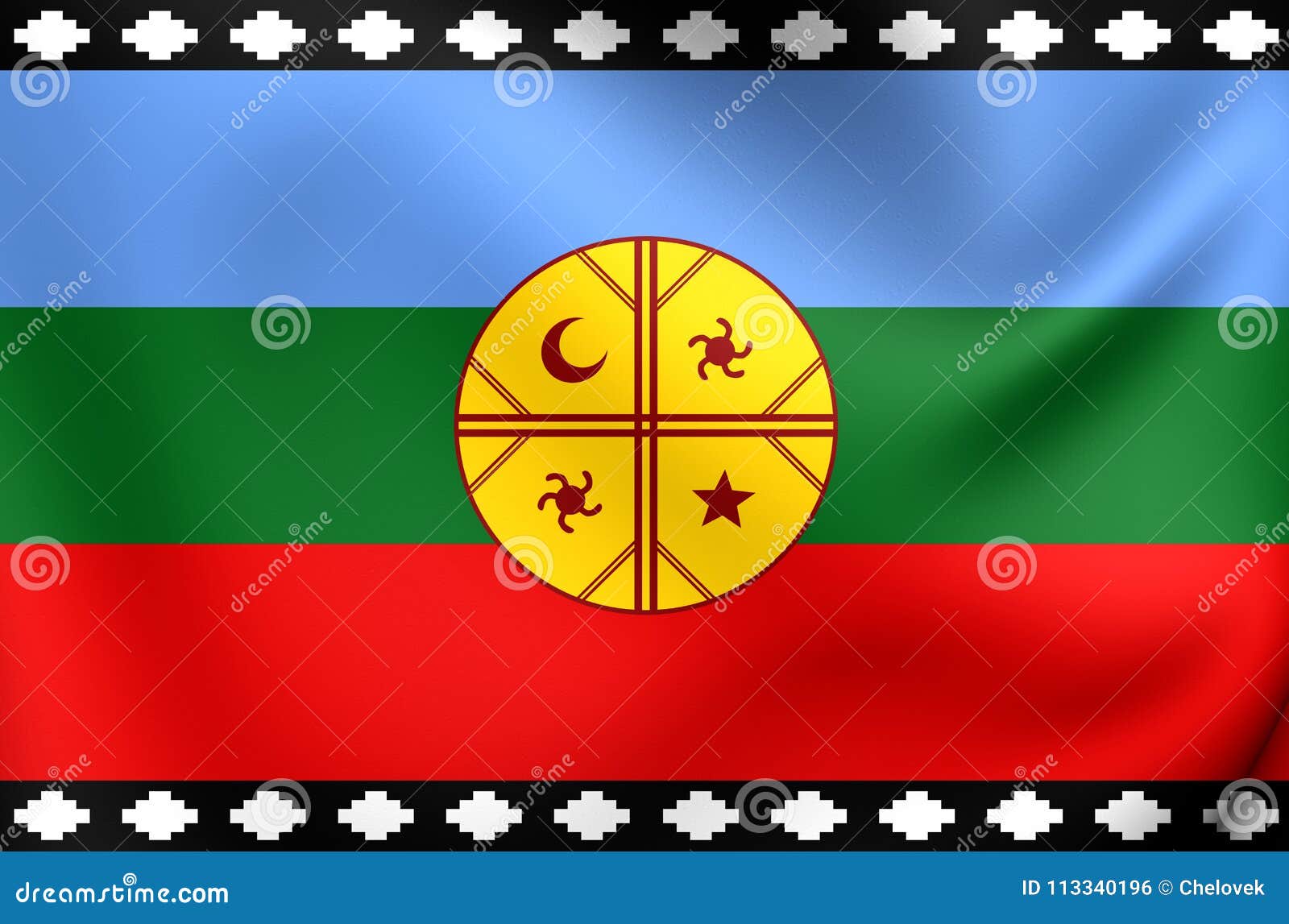 Flag of the Mapuche stock illustration. Illustration of coats - 113340196