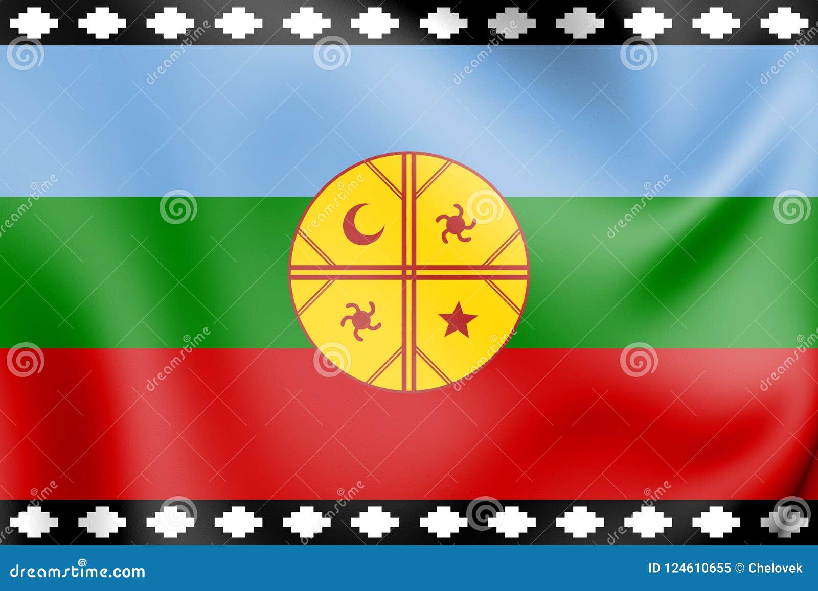 3D Flag of Mapuche. stock illustration. Illustration of chilian - 124610655