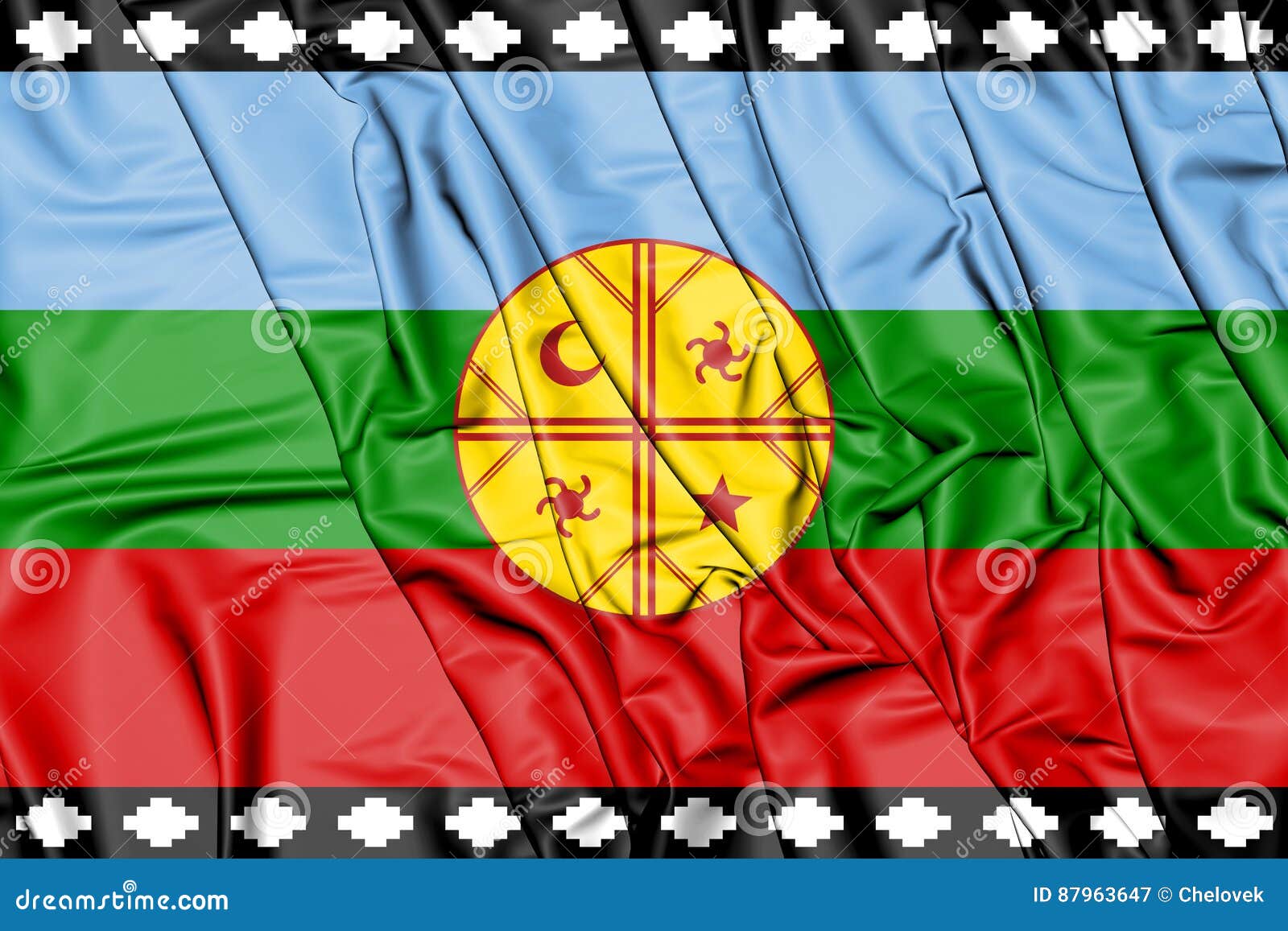 3D Flag of the Mapuche. stock illustration. Illustration of emblem ...