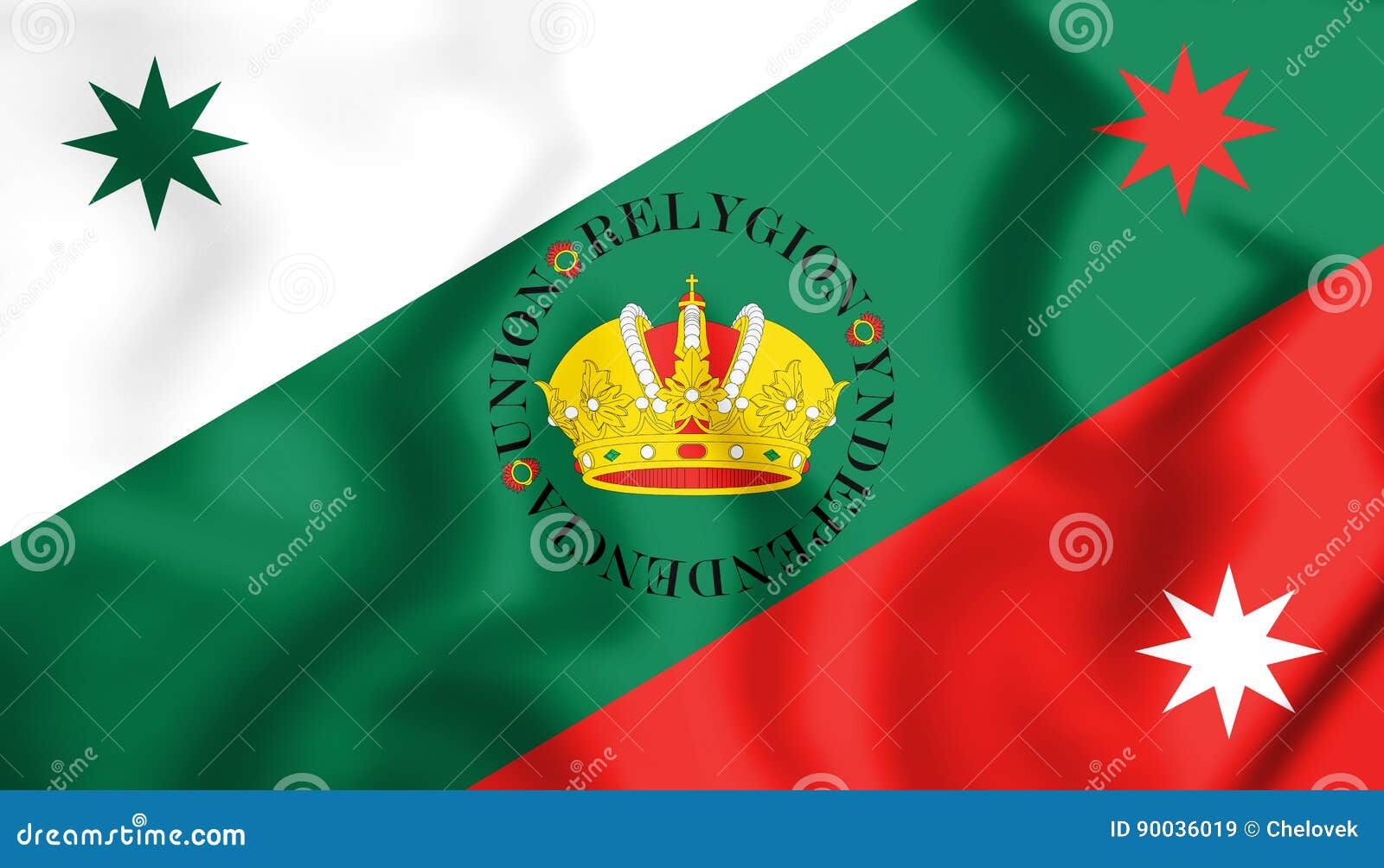 3D Flag of Mexican Regency First Flag of the Mexican Empire. Stock ...