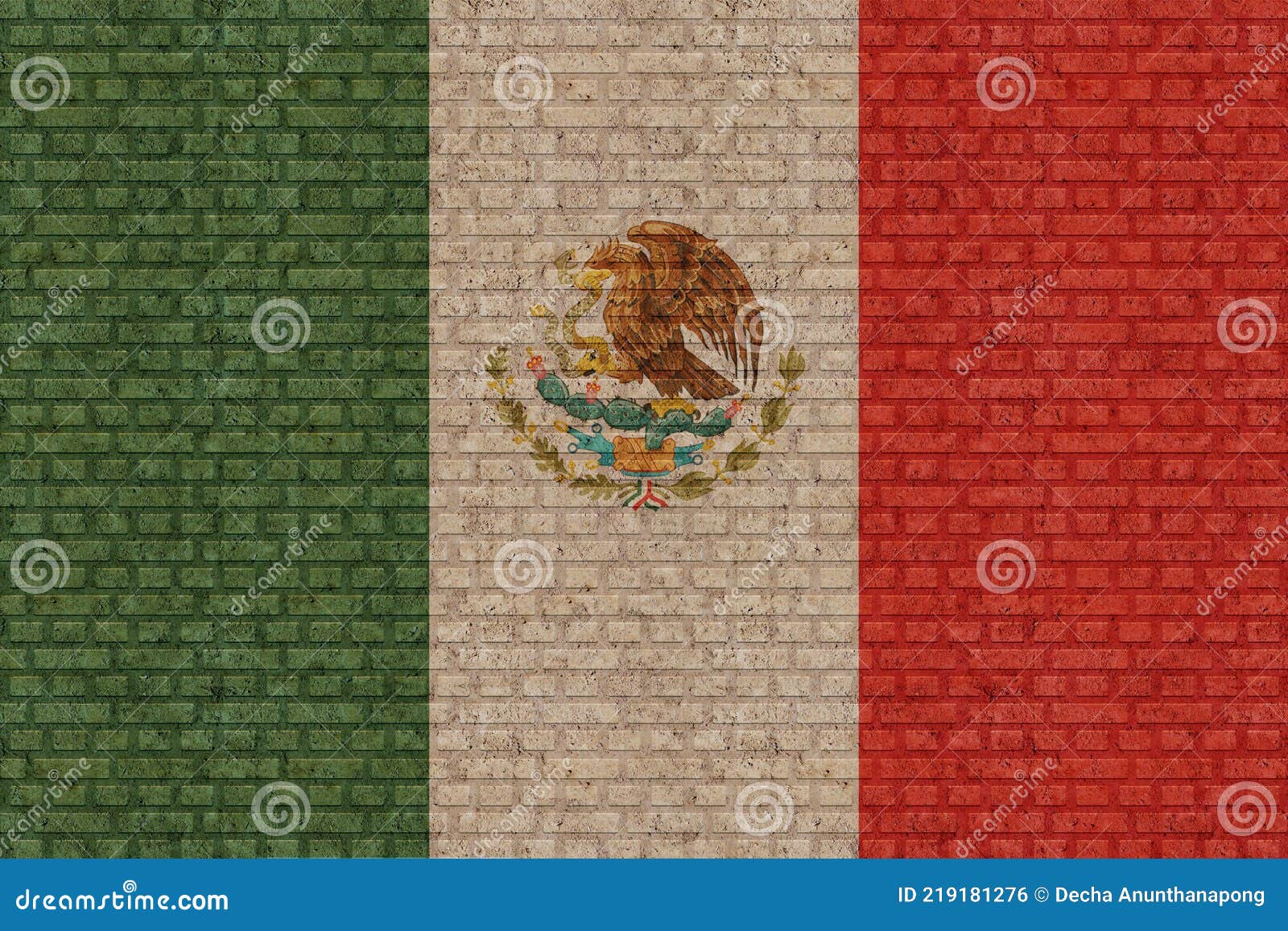 3D Flag of Mexico on Brick Wall Stock Photo - Image of design, flag ...